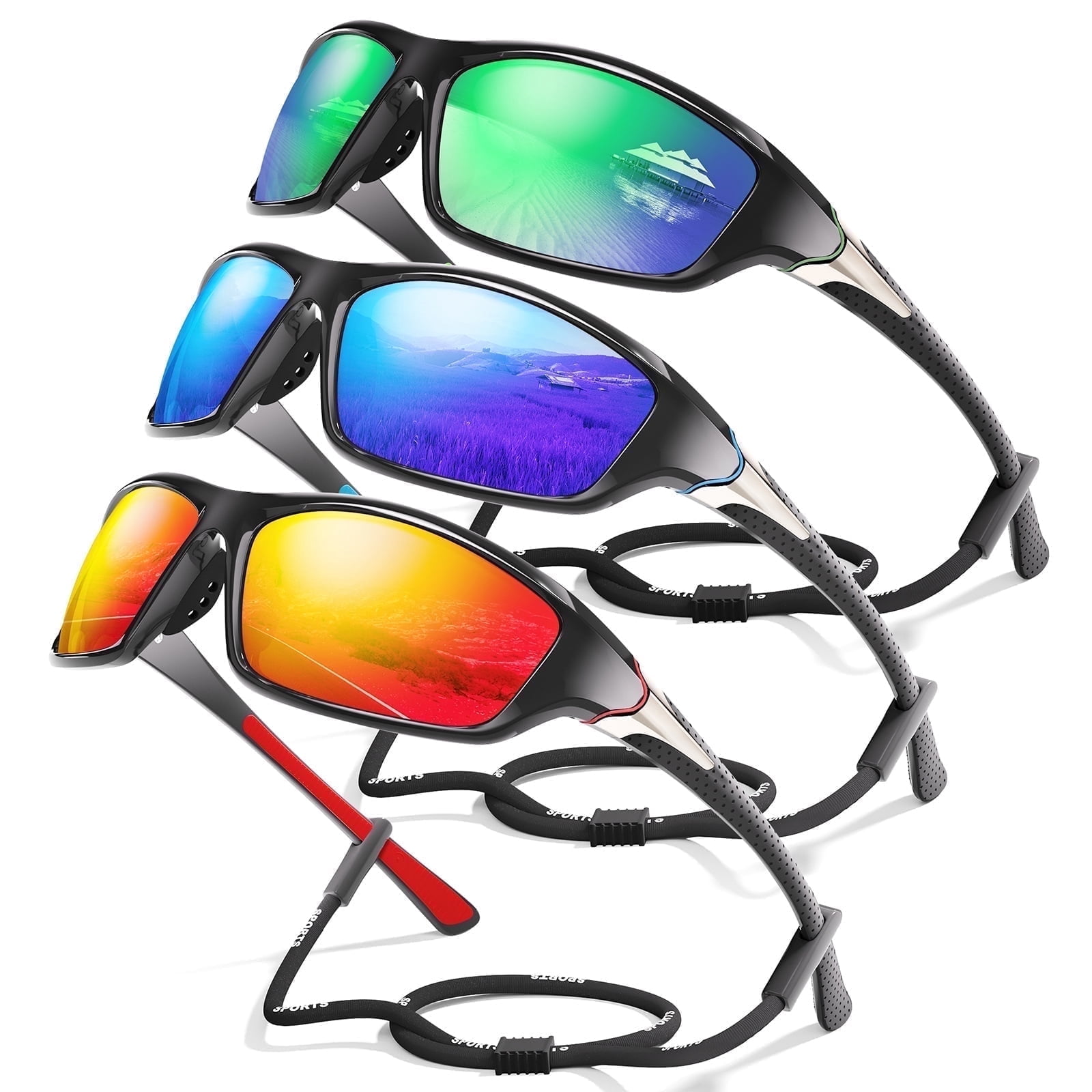 AOMASTE, Polarized Sports Sunglasses, 3 Pack, UV400 Protection for Men ...