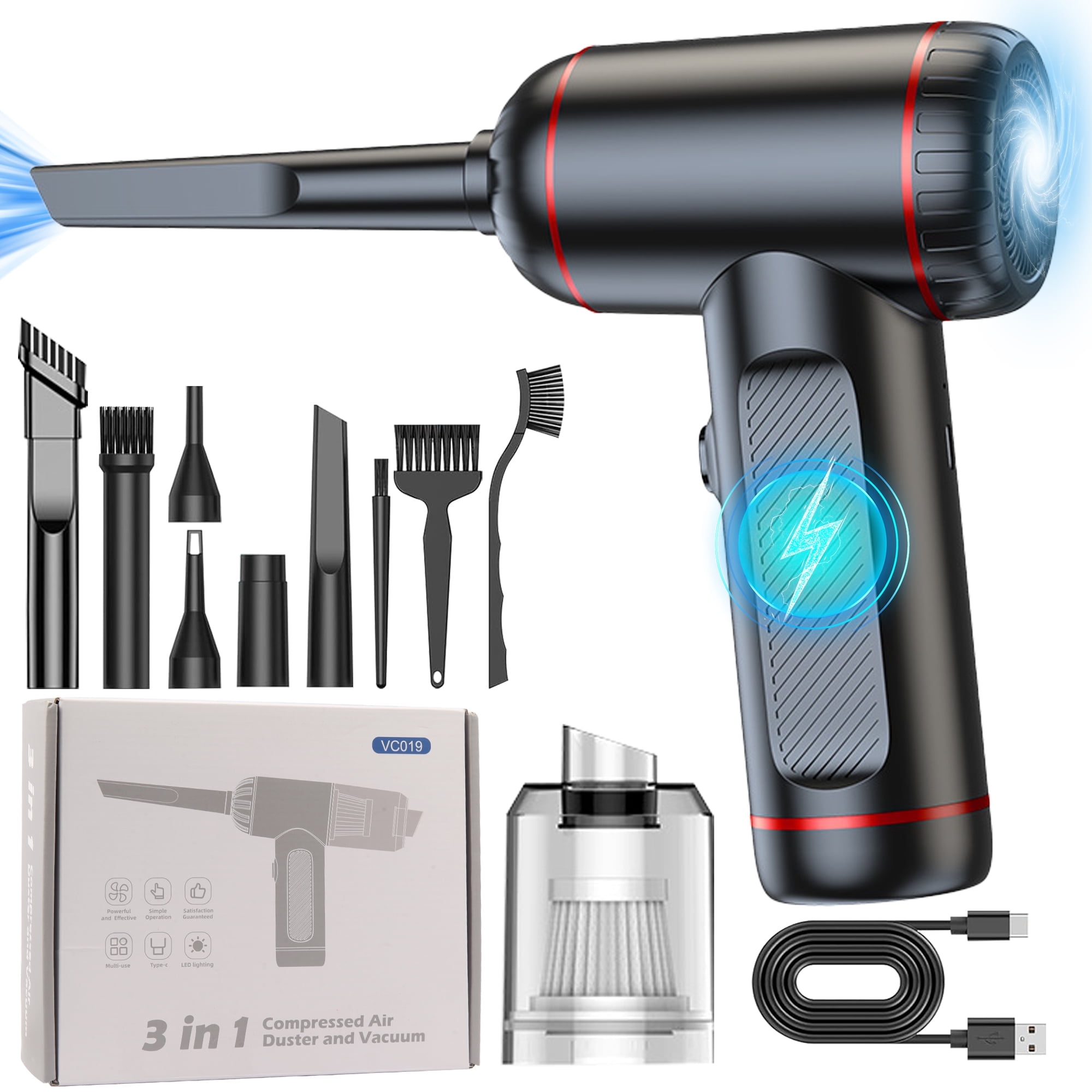 AOMBOO Portable High Power USB Rechargeable Cordless Mini Car Vacuum ...