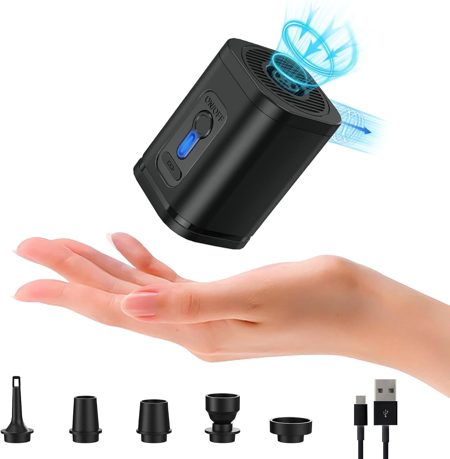 NIGHTEEN Portable Electric Air Mattress Pump for Inflatables, Mini USB ...