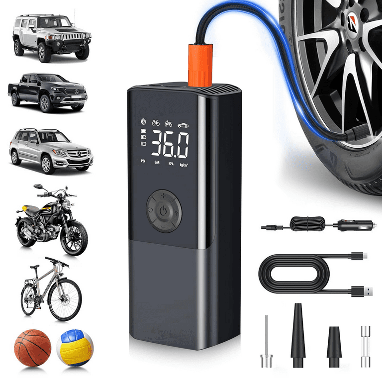 AOMBOO Tire Inflator Portable Air Compressor for Car Tires with Automatic Shutoff 150 PSI Digital Pressure Gauge Emergency LED Light Cordless and Compact Automotive Pump Black Shop Black Friday Deals ...