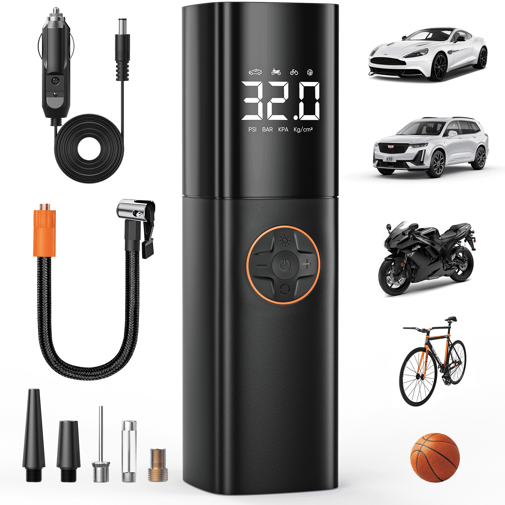 AOMBOO Tire Inflator, Portable Air Compressor 150PSI, Cordless Air Pump ...