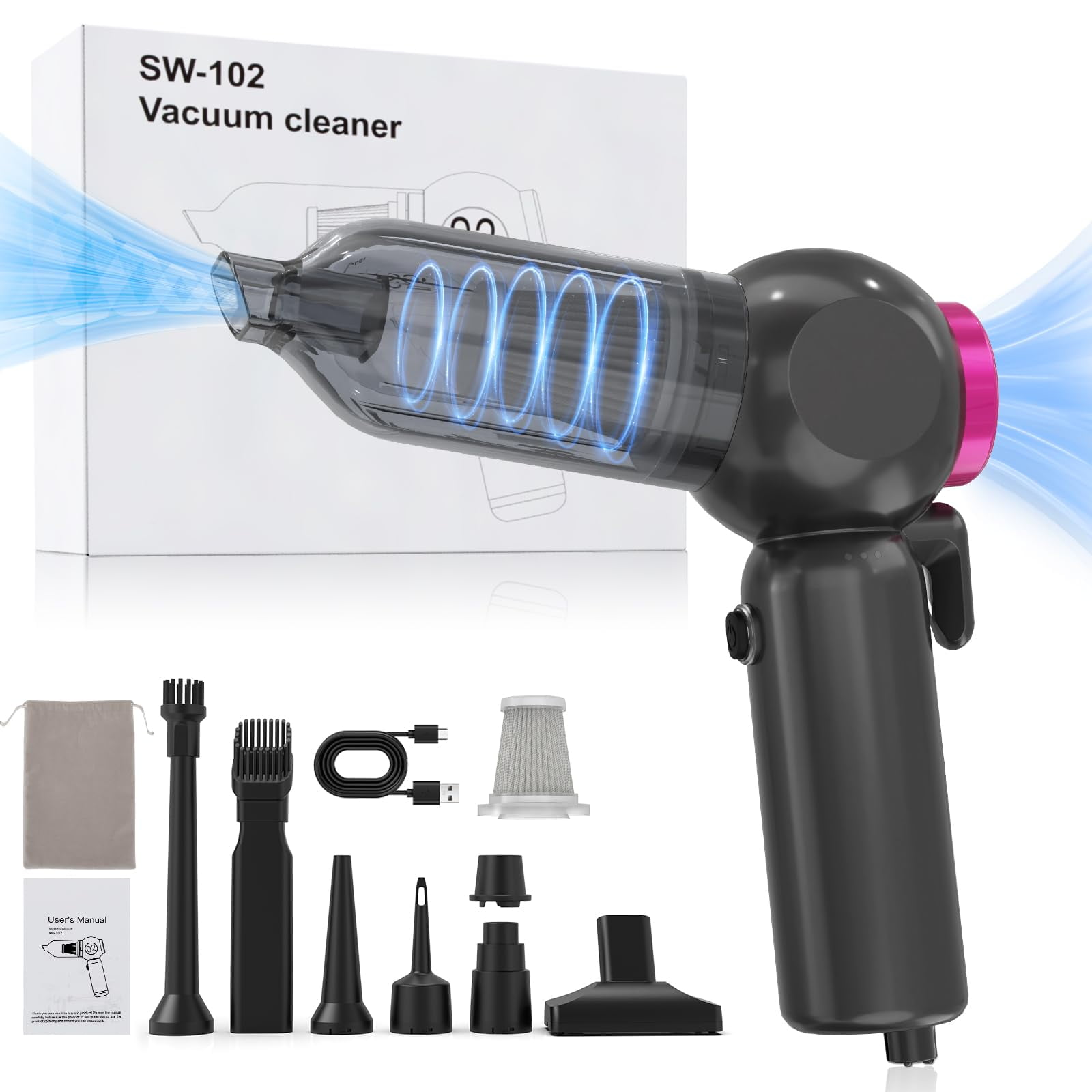 AOMEES Car Vacuum Cleaner - 17000PA, Portable Cordless Vacuum Cleaner ...