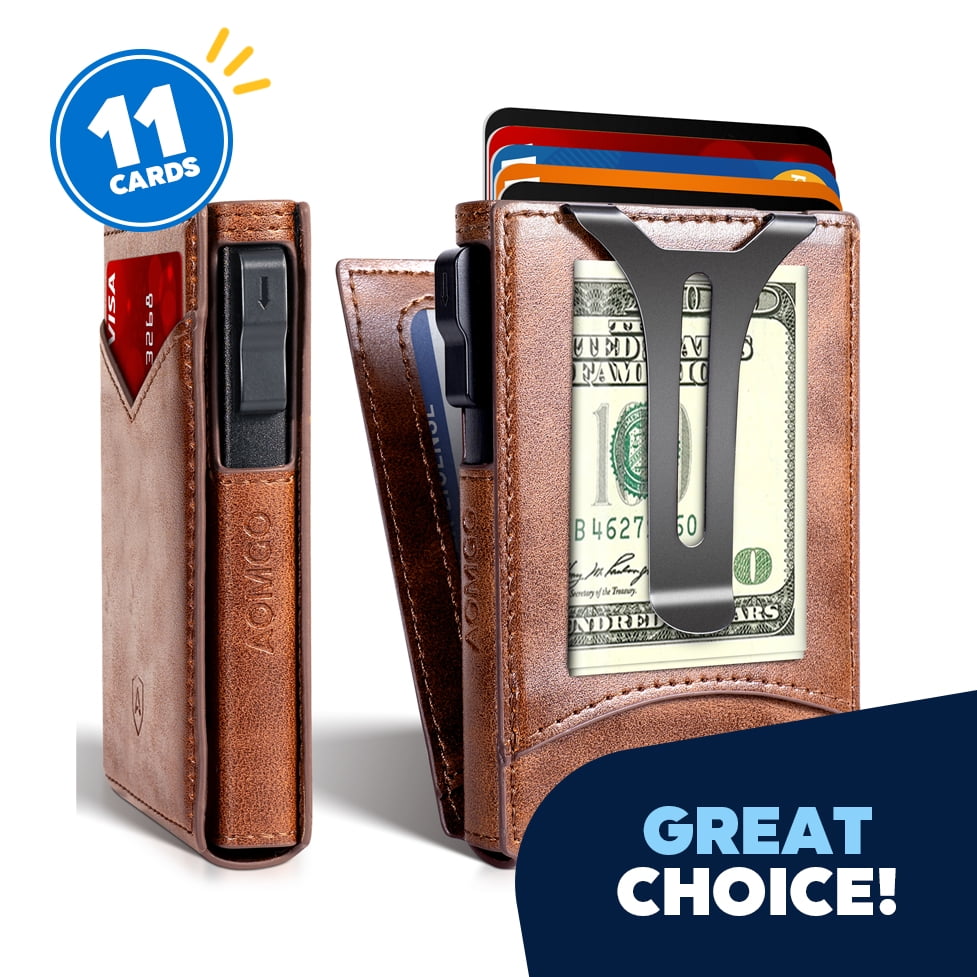 AOMGO Men Wallet,Money Clip Smart Wallet Slim For Gift Men 11 Cards ...