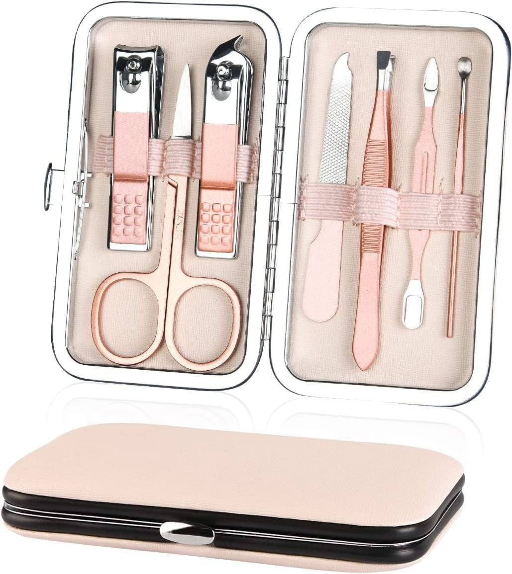 AOMIG Nail Clippers Set, 7 pcs Professional Portable Manicure Kit, Eyebrow Grooming Face Hair ...