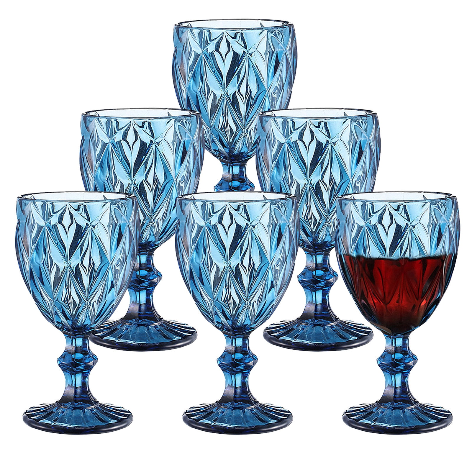 AOMOTA 6pcs Glass Goblet Embossed Retro Vintage Glassware Glass Goblet ...