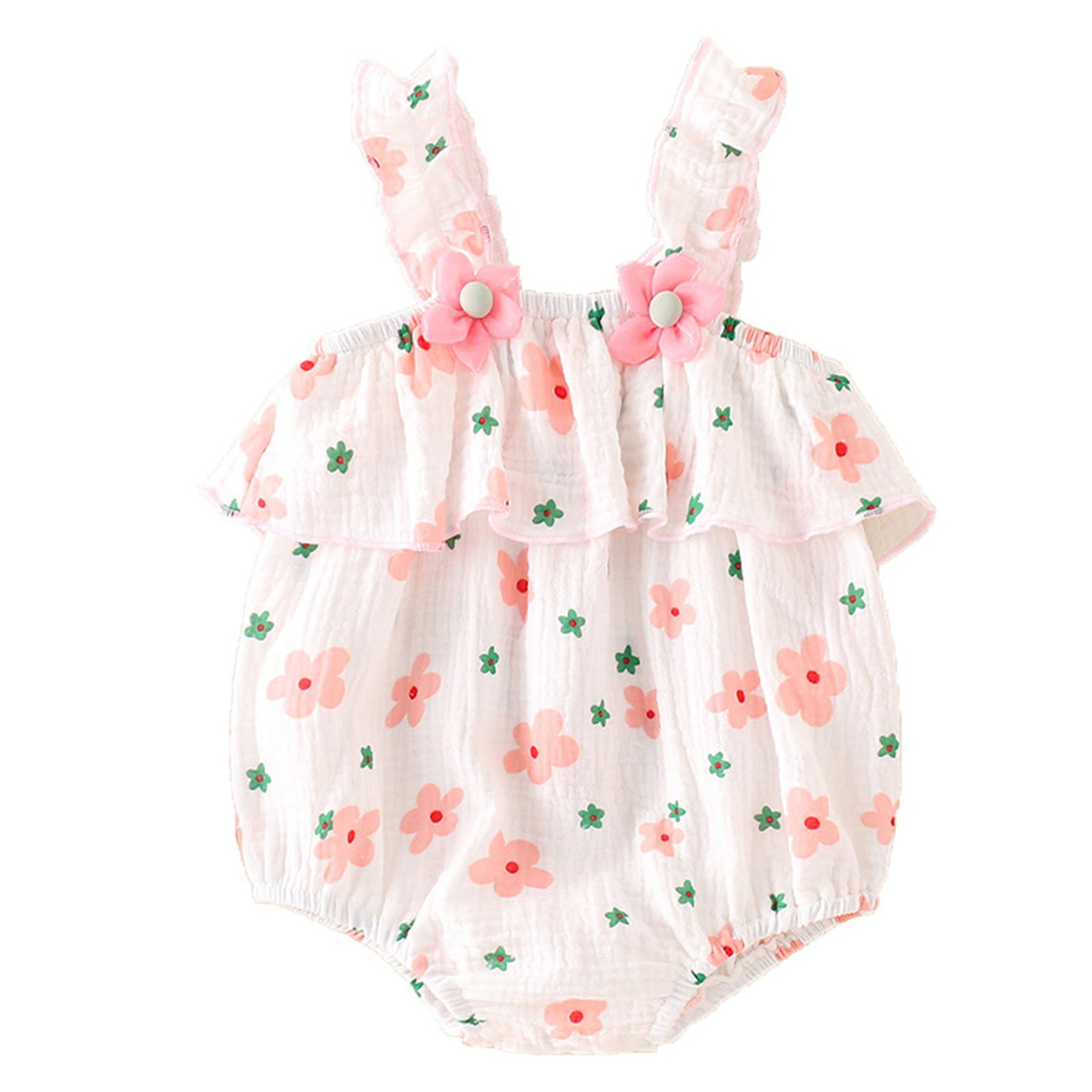 AOMPMSDX Girls Bodysuits Baby Girl Summer 3d Floral Sling Ruffle Romper ...