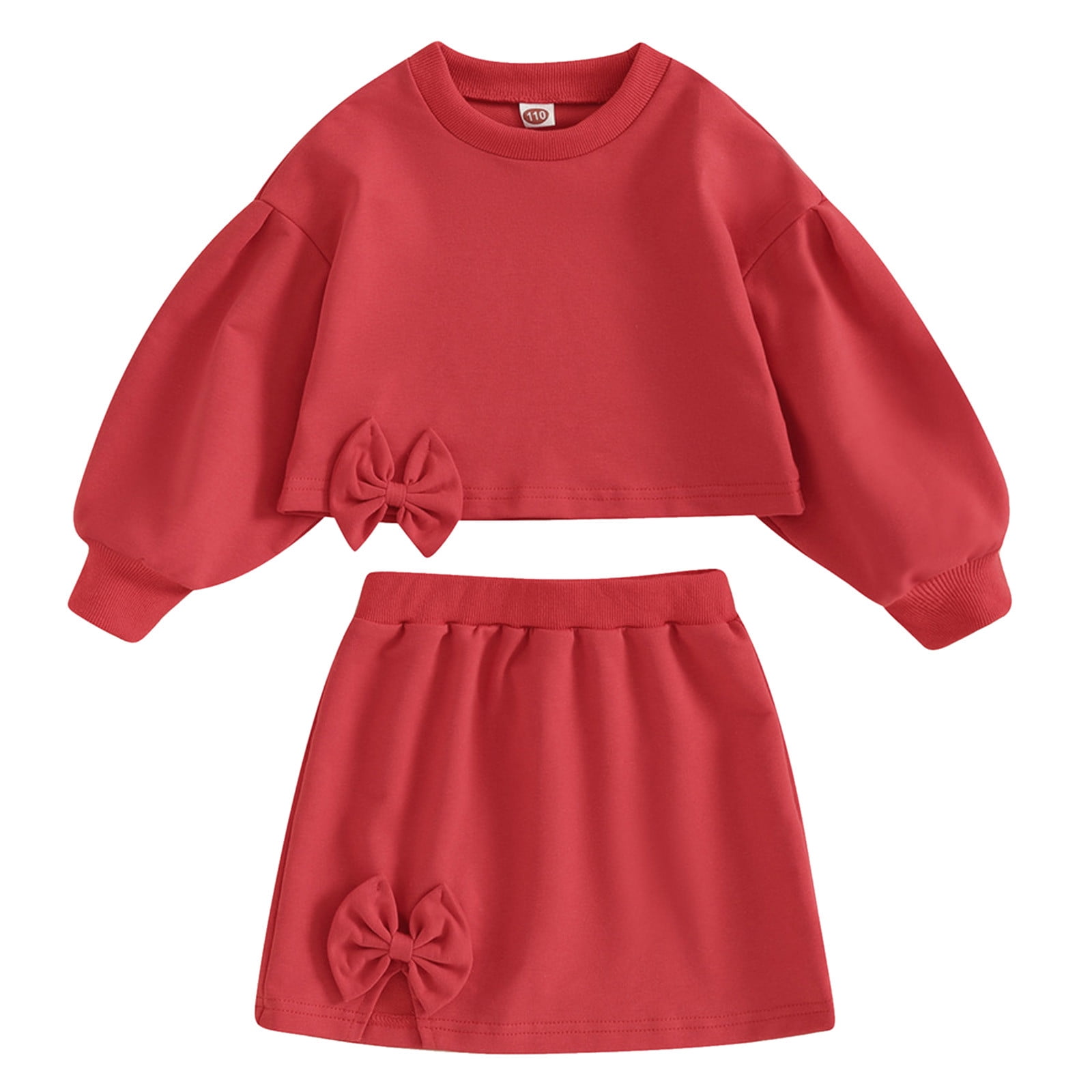 AOMPMSDX Girls Outfits Set Toddler Girls Winter Long Sleeve Solid Color ...