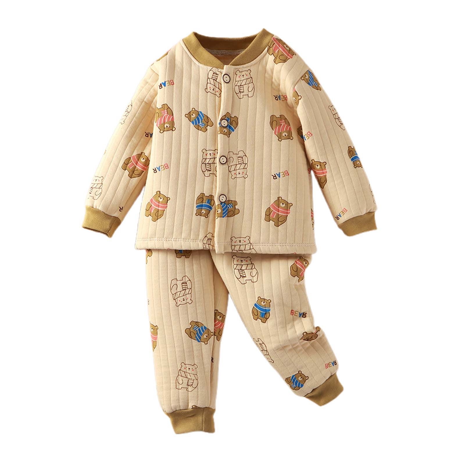 AOMPMSDX Girls Pajamas Baby Cartoon Printed Button Down Long Sleeve ...