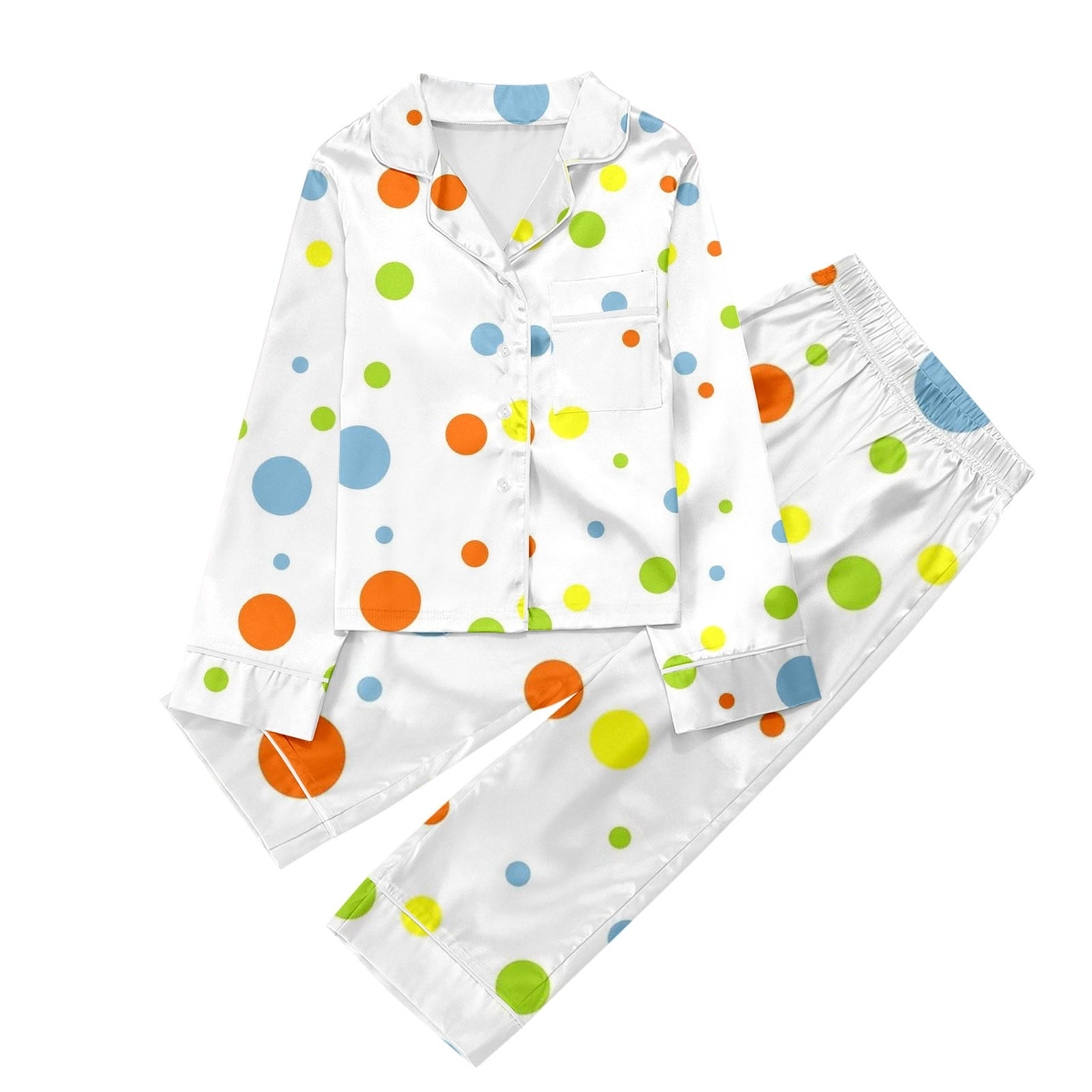 AOMPMSDX Girls Pajamas Dot Printed Lapel Homewear Long Sleeve Shirt and ...