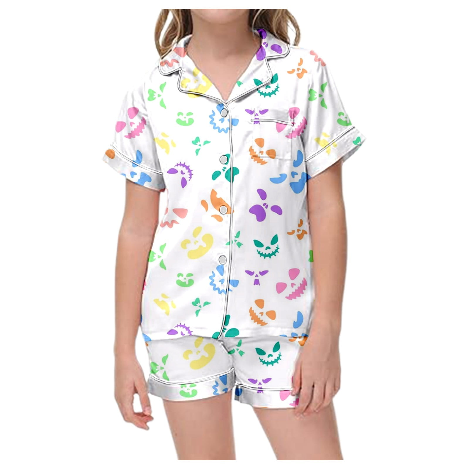 AOMPMSDX Girls Pajamas Printed Children's Shirt and Pants Set with ...