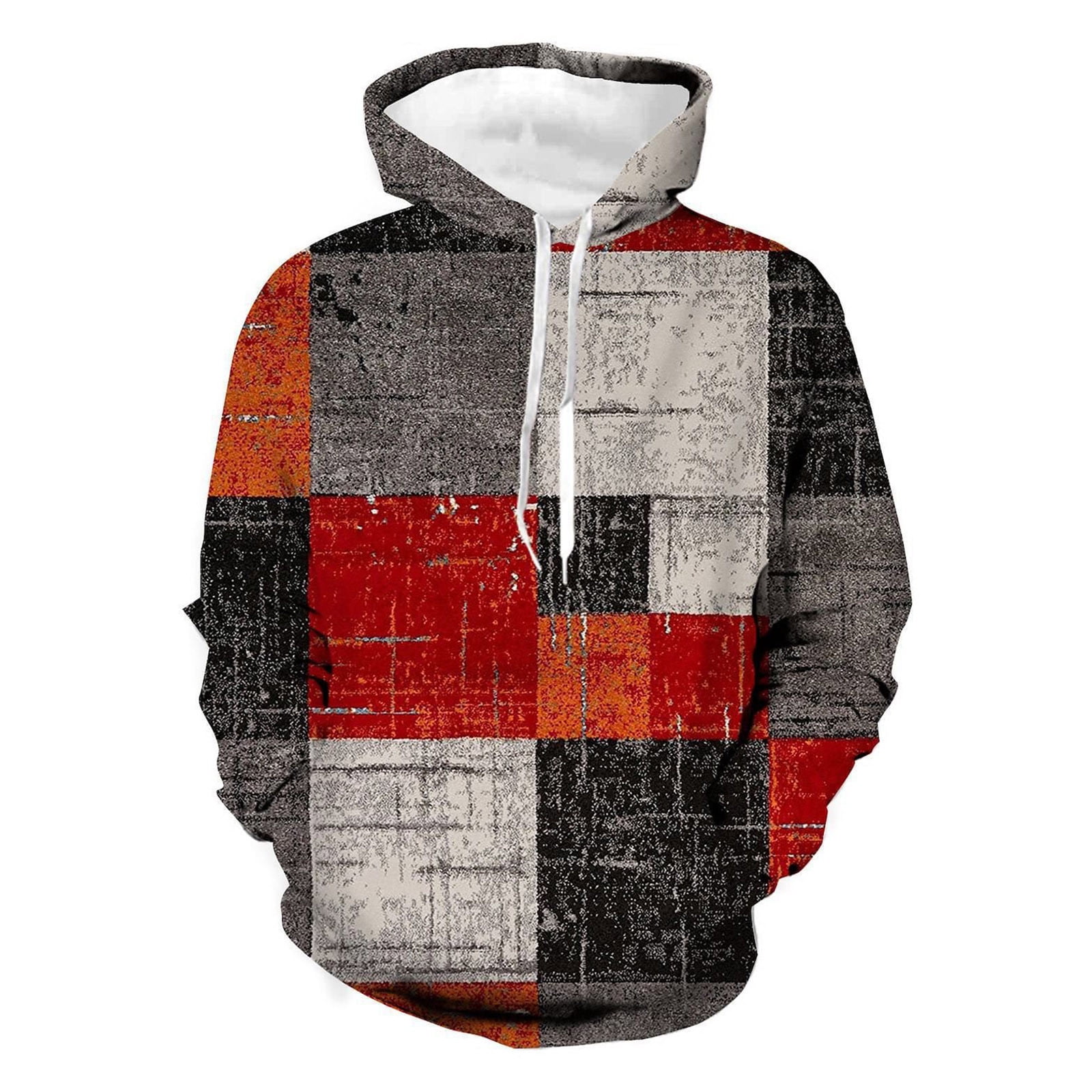 Aompmsdx Hoodies For Men Autumn And Winter Color Matching Digital