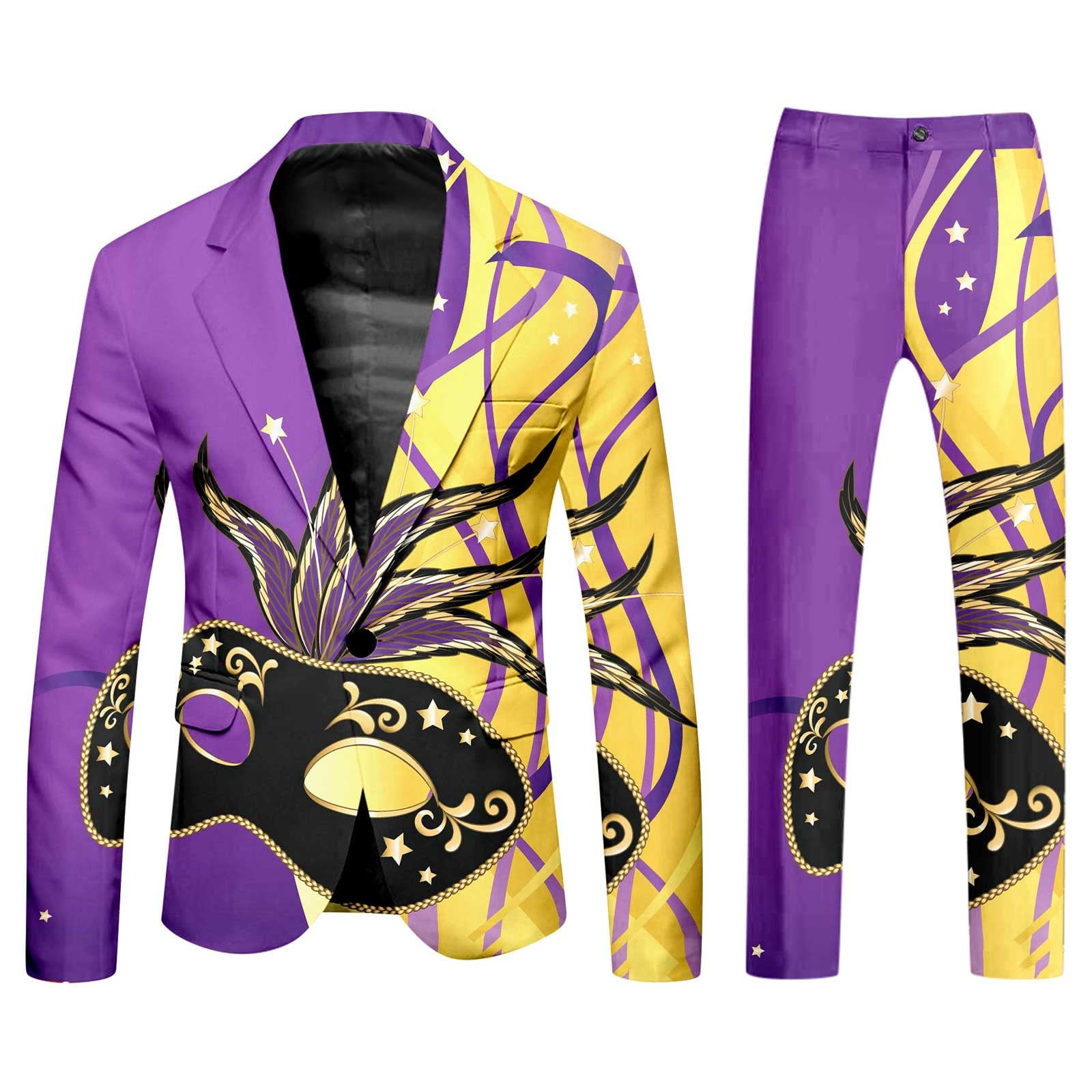 AOMPMSDX Mardi Gras Men's Suits Mens Purple And Gold Carnival Suit All ...