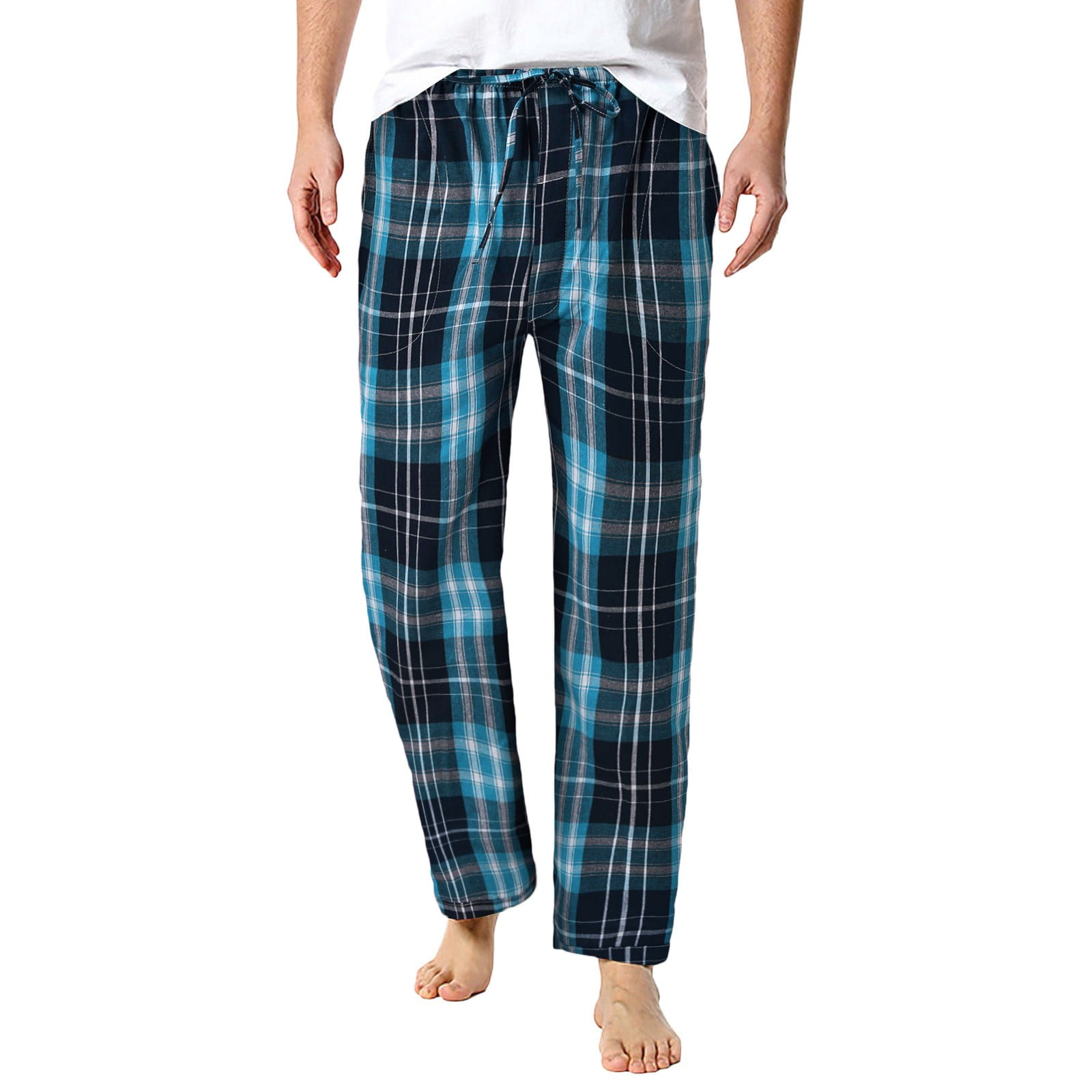 AOMPMSDX Mens Pajama Sets Fashion Casual Large Plaid Lace Cotton Can Be ...