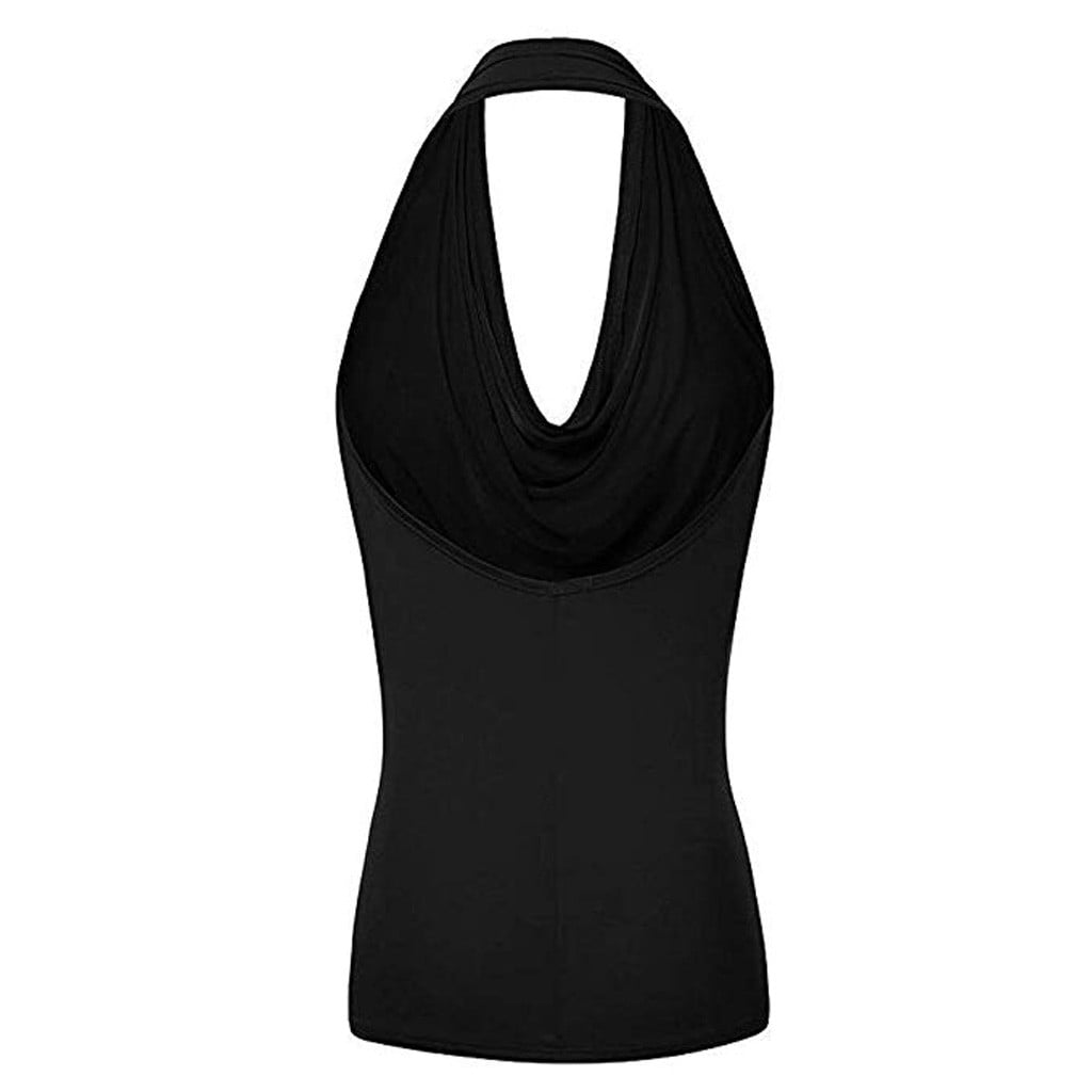 AOMPMSDX Tank Tops Women Sexy Halter Drape Cowl Neck Backless Vest ...