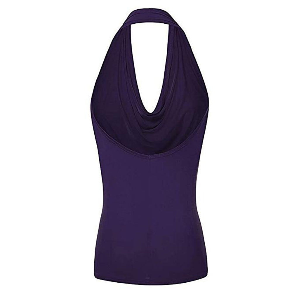 AOMPMSDX Tank Tops Women Sexy Halter Drape Cowl Neck Backless Vest ...