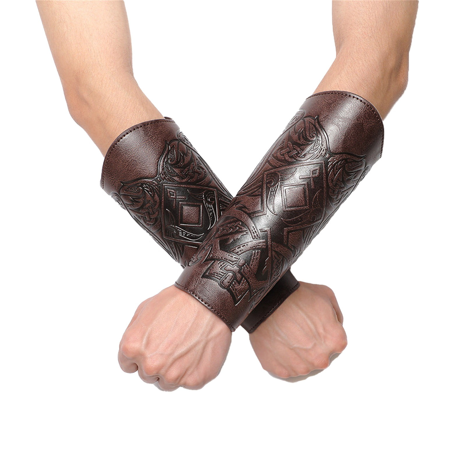 AOMPMSDX Vintage Embossed Arm Bracers Retro Leather Arm Gauntlets ...