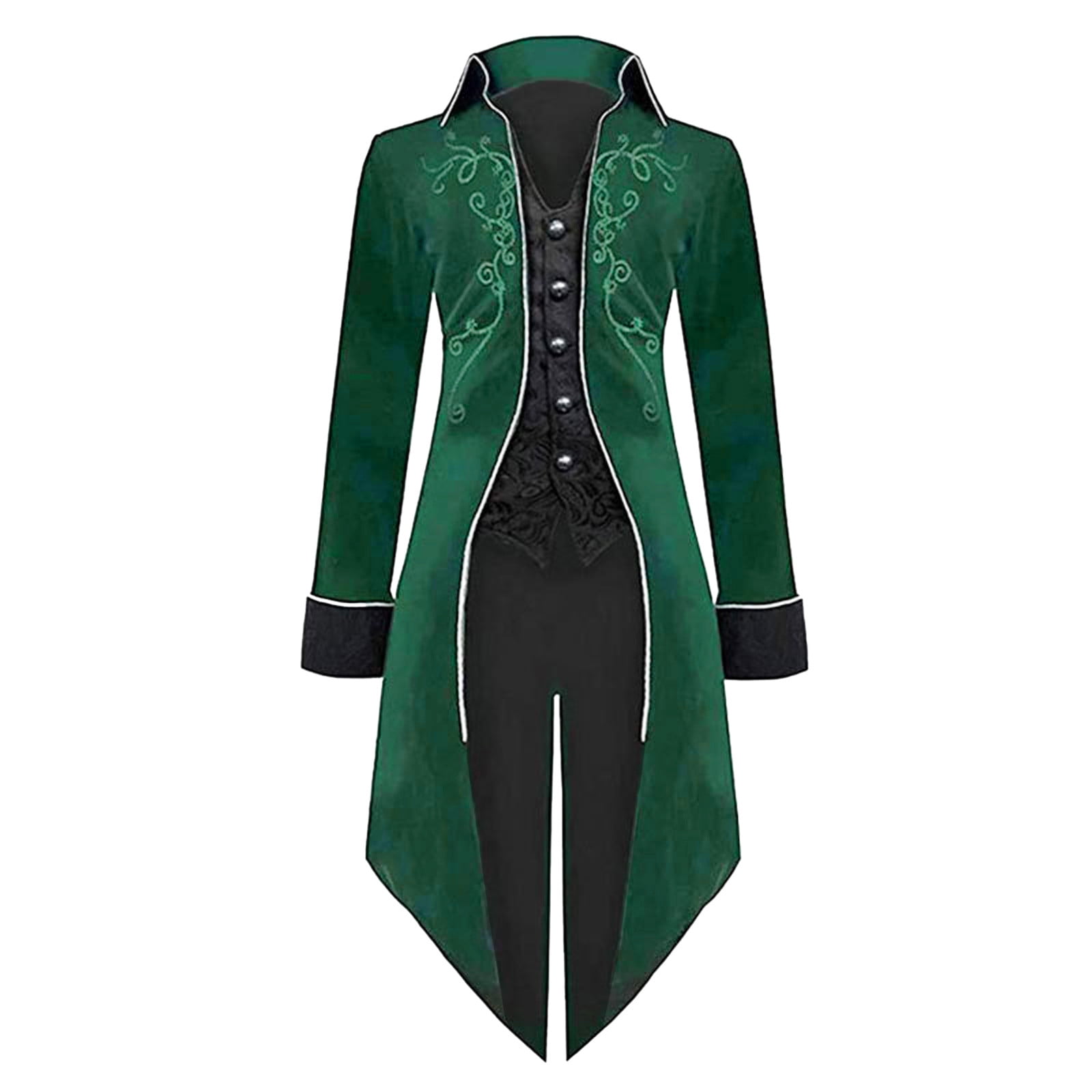 AOMPMSDX Women Tailcoat Slim Party Punk Gold Edge Coat Gothic Vintage ...