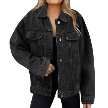 SHEWIN Women's Plus Size Denim Jacket Casual Ladies Jean Jacket ...