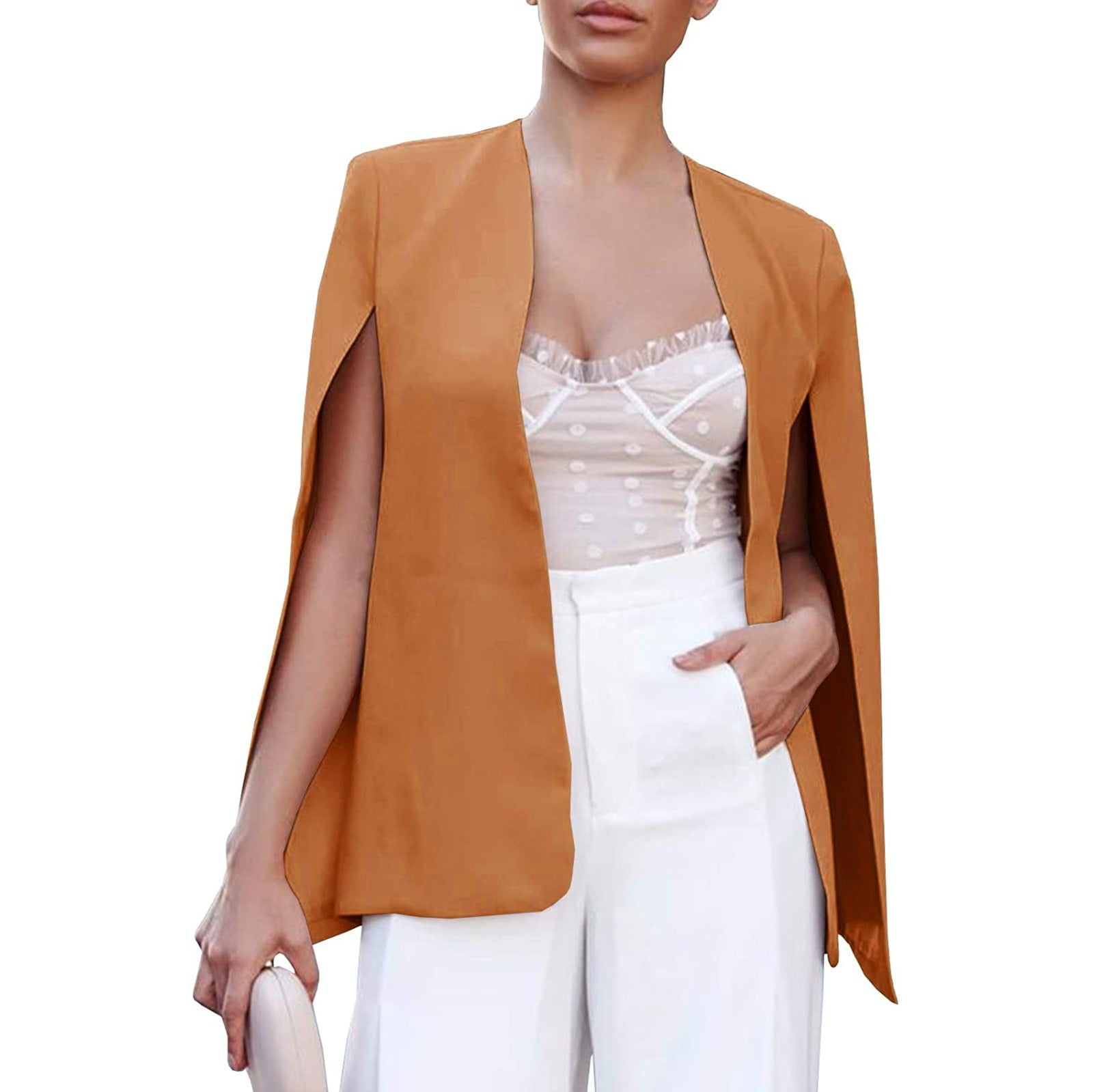AOMPMSDX Women's Jackets & Coats Women Loose Short Cloak Coat Cape ...