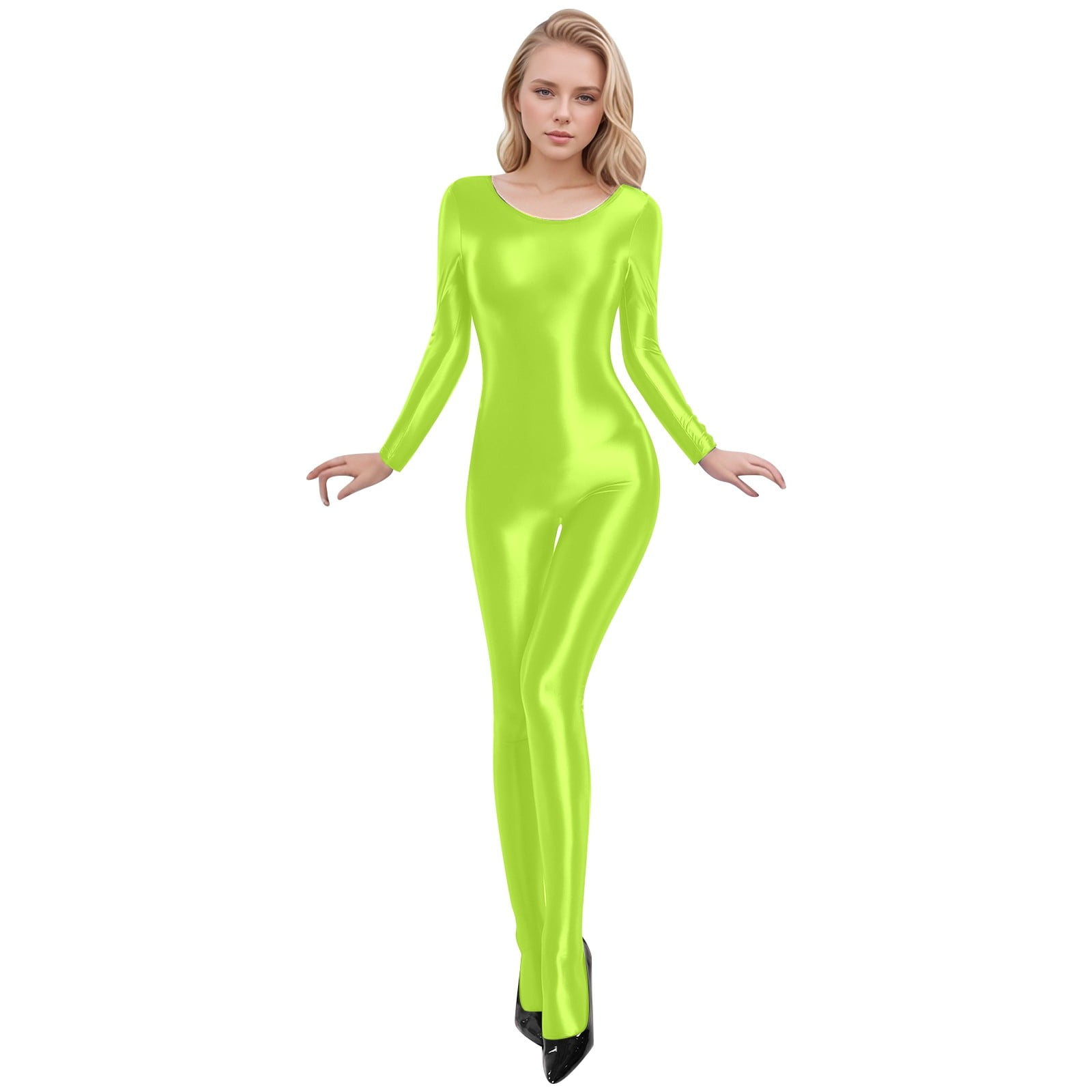 Womens Jumpsuits Mens High Stretchy Full Body Catsuit Shiny Smooth ...