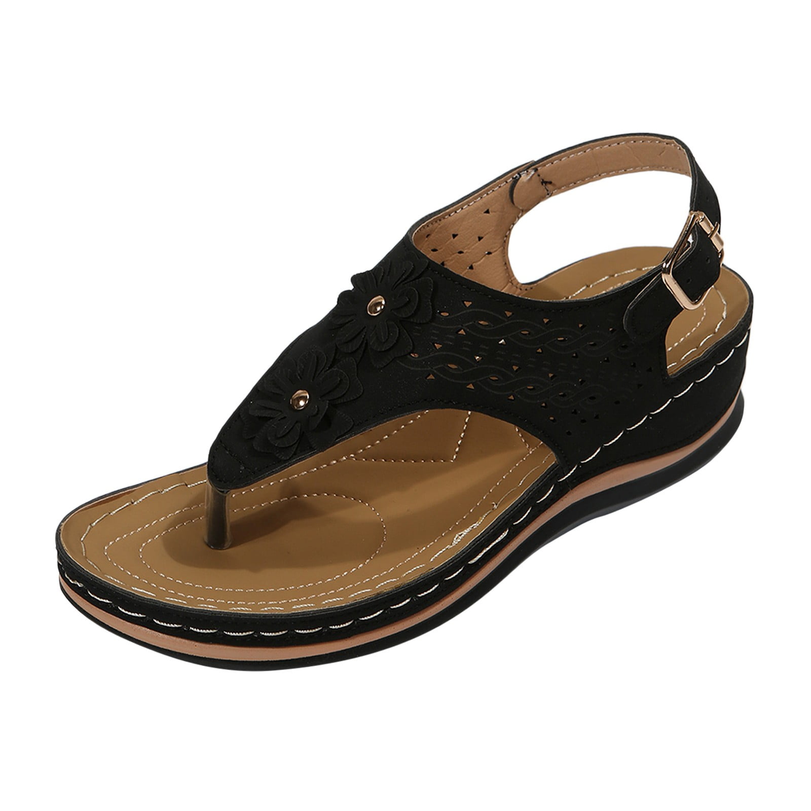 AOMPMSDX Womens Sandals Ergonomic Design Wedge Toe Post Sandals ...