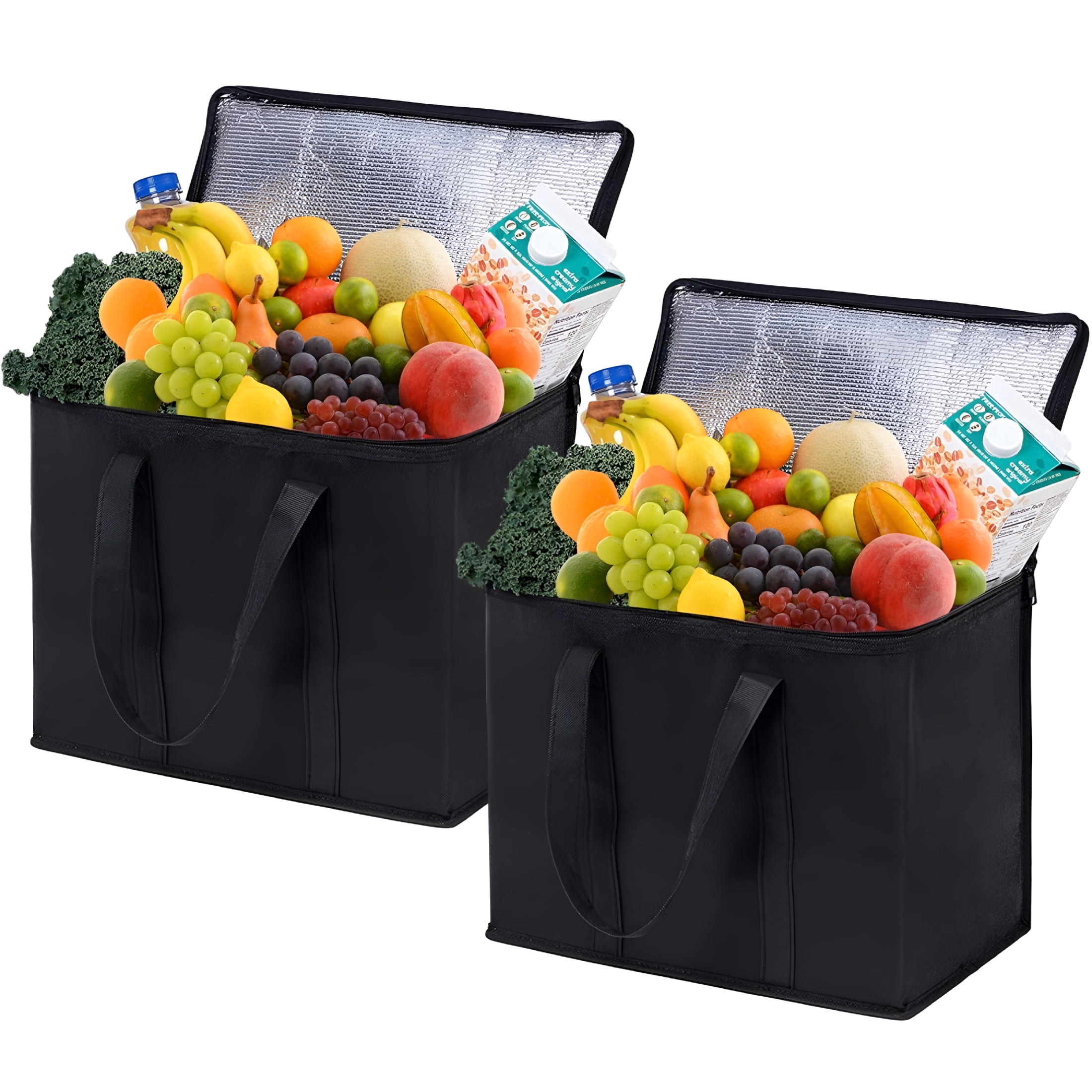 AOMRCOL 2 Pack Large Insulated Grocery Shopping Bags Reusable Bag ...