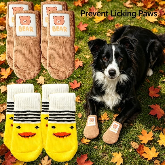 AOMRCOL 2026 New 8Pcs Dog Socks,Anti-Slip Pattern Cotton Warm Paw Socks ...