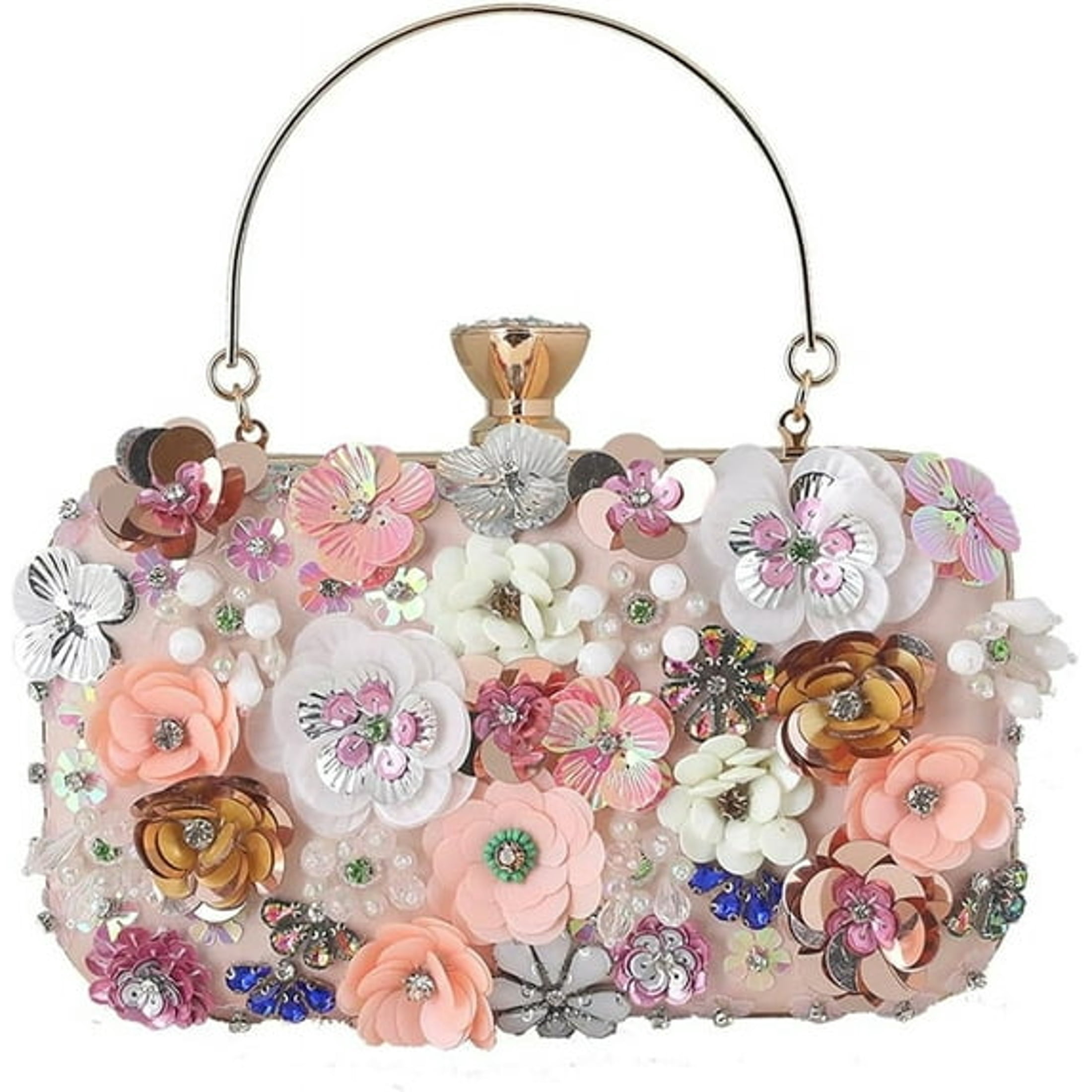 AOMRCOL Beaded Purses for Women Gold Black Clutch Evening Bags Flower ...
