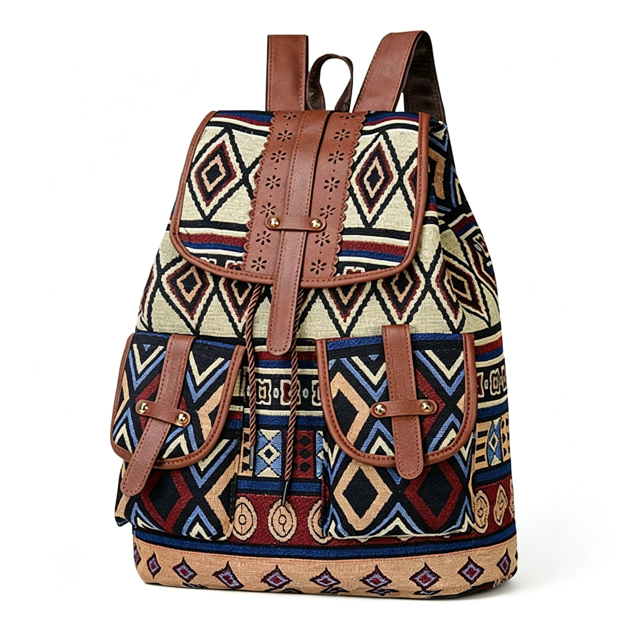 AOMRCOL Canvas Women Backpack Purse- Boho Style Ethnic Drawstring ...