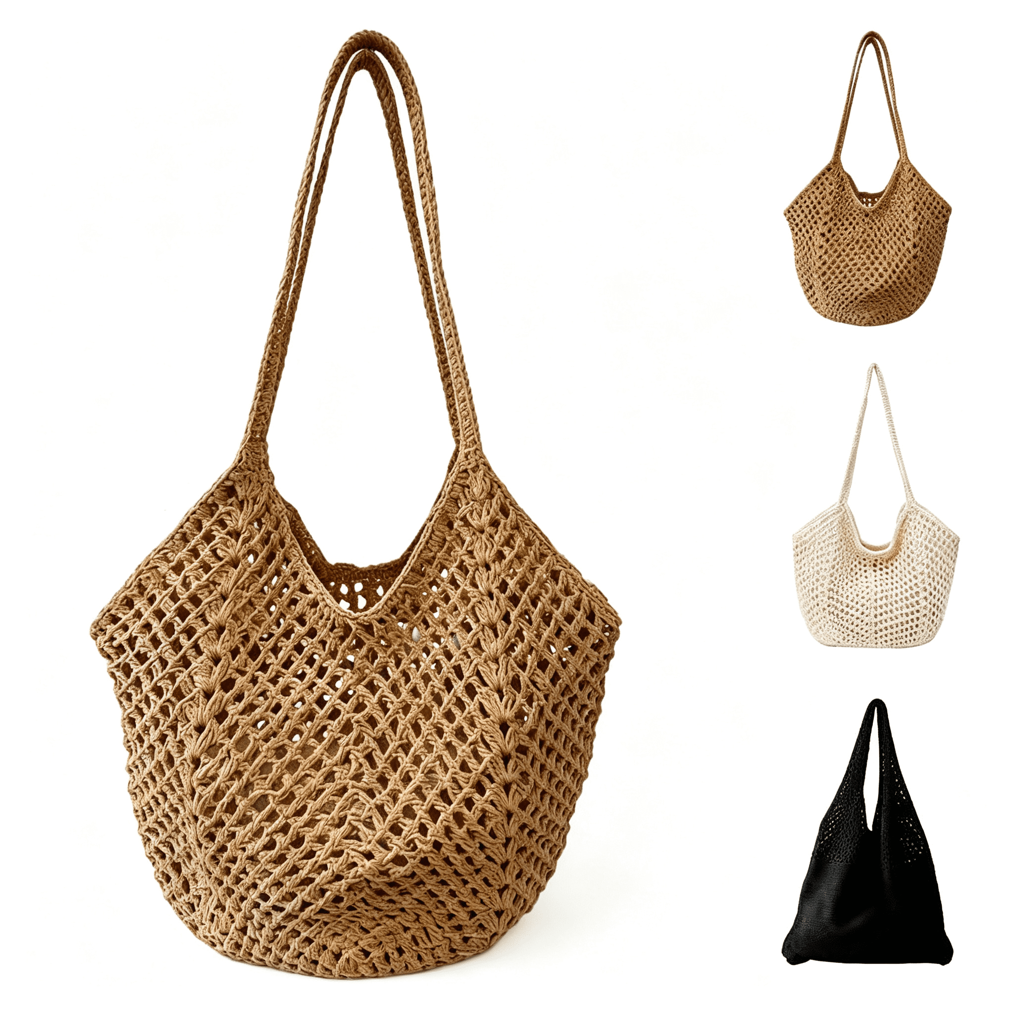 AOMRCOL Crochet Bags, Beach Bag Crochet Mesh Tote Bag Womens Shoulder ...