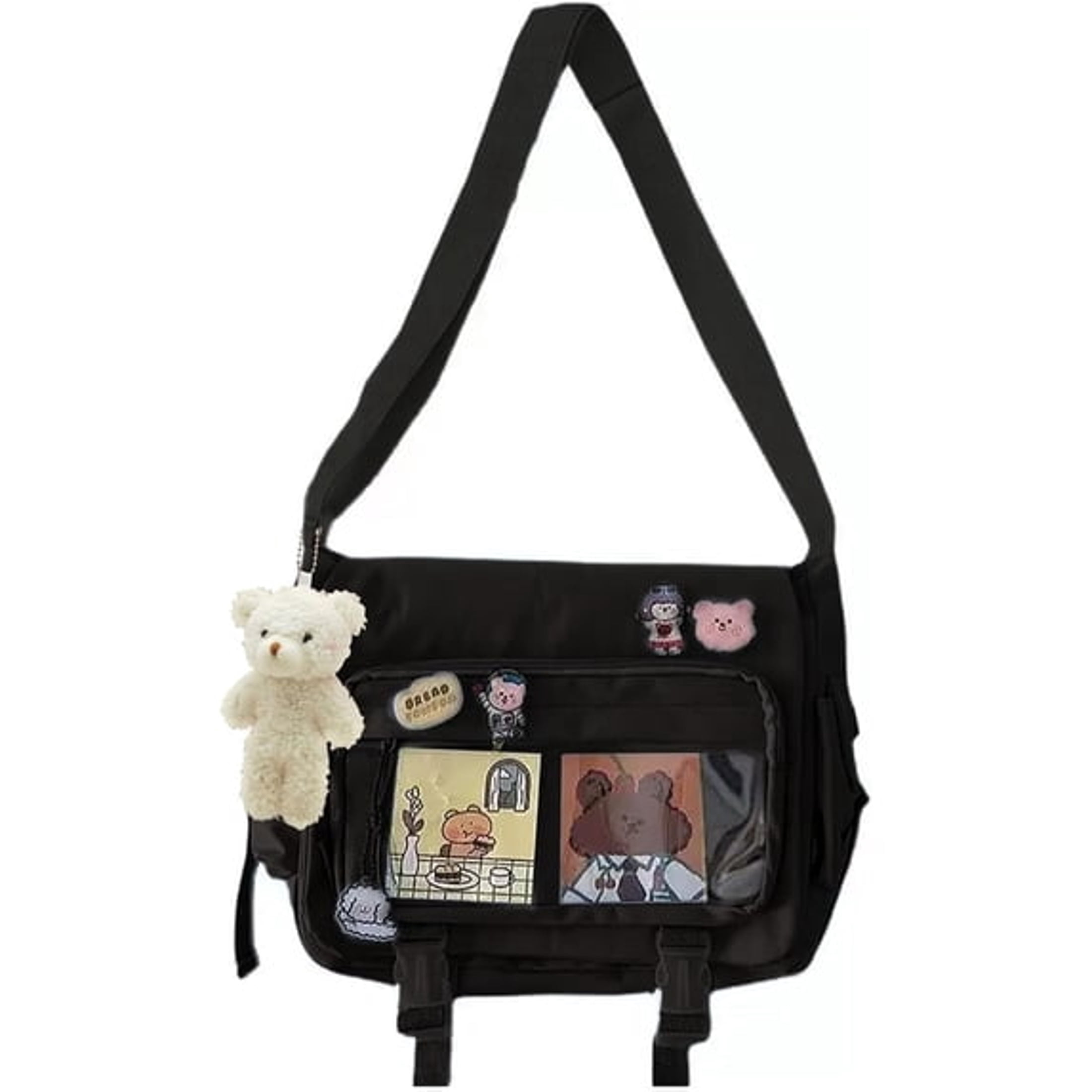 AOMRCOL Crossbody Bag for Women with Pin&Plush Bear-Japanese Messenger ...