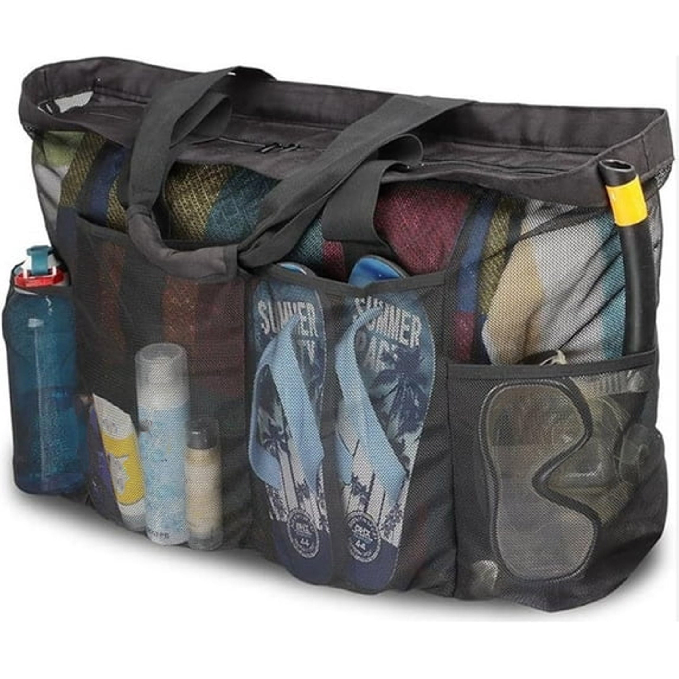 AOMRCOL Extra Large Beach Bag,Xl Mesh Tote with Zipper and Pockets ...