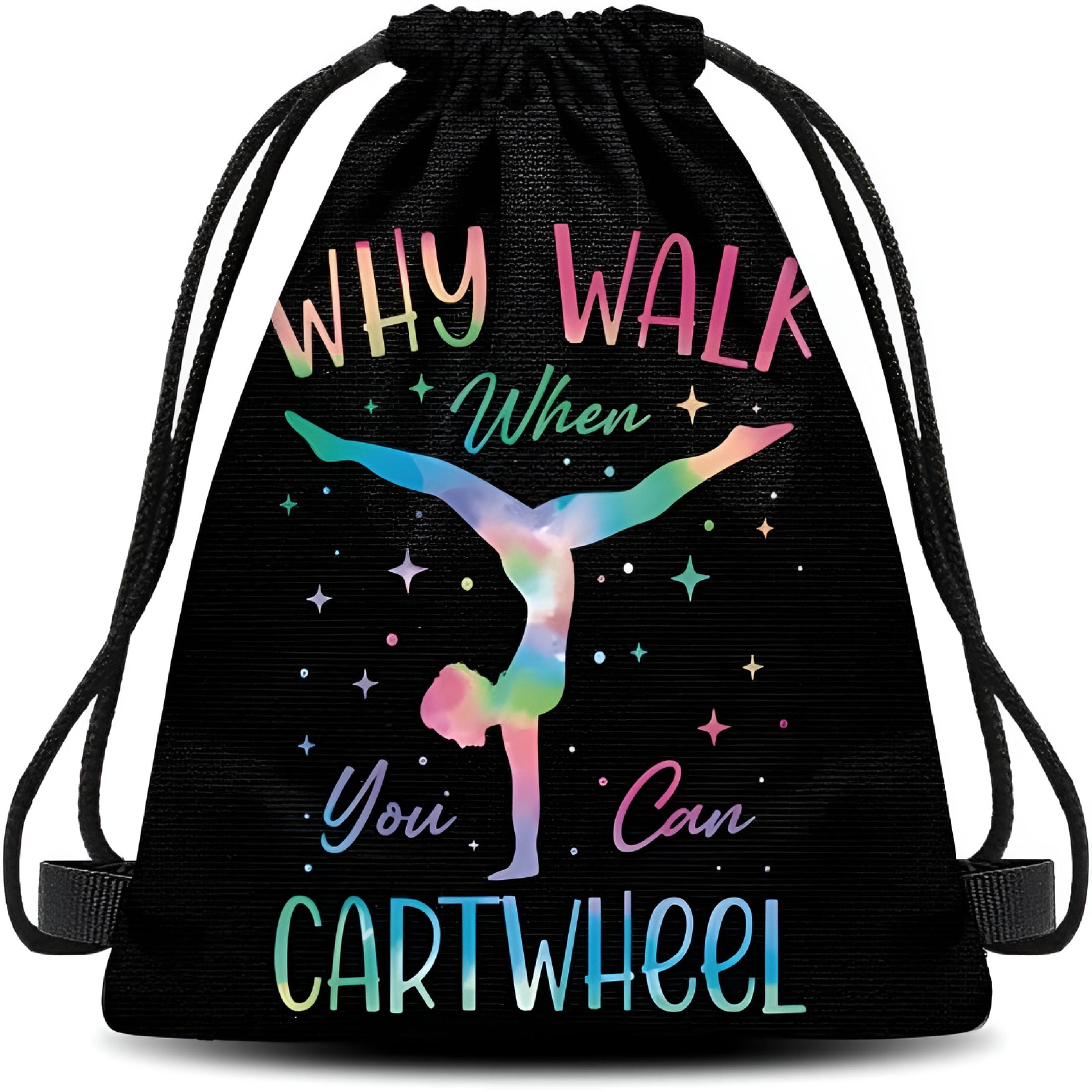 AOMRCOL Sparkly Gymnastics Drawstring Bag Backpack Why Walk When You ...