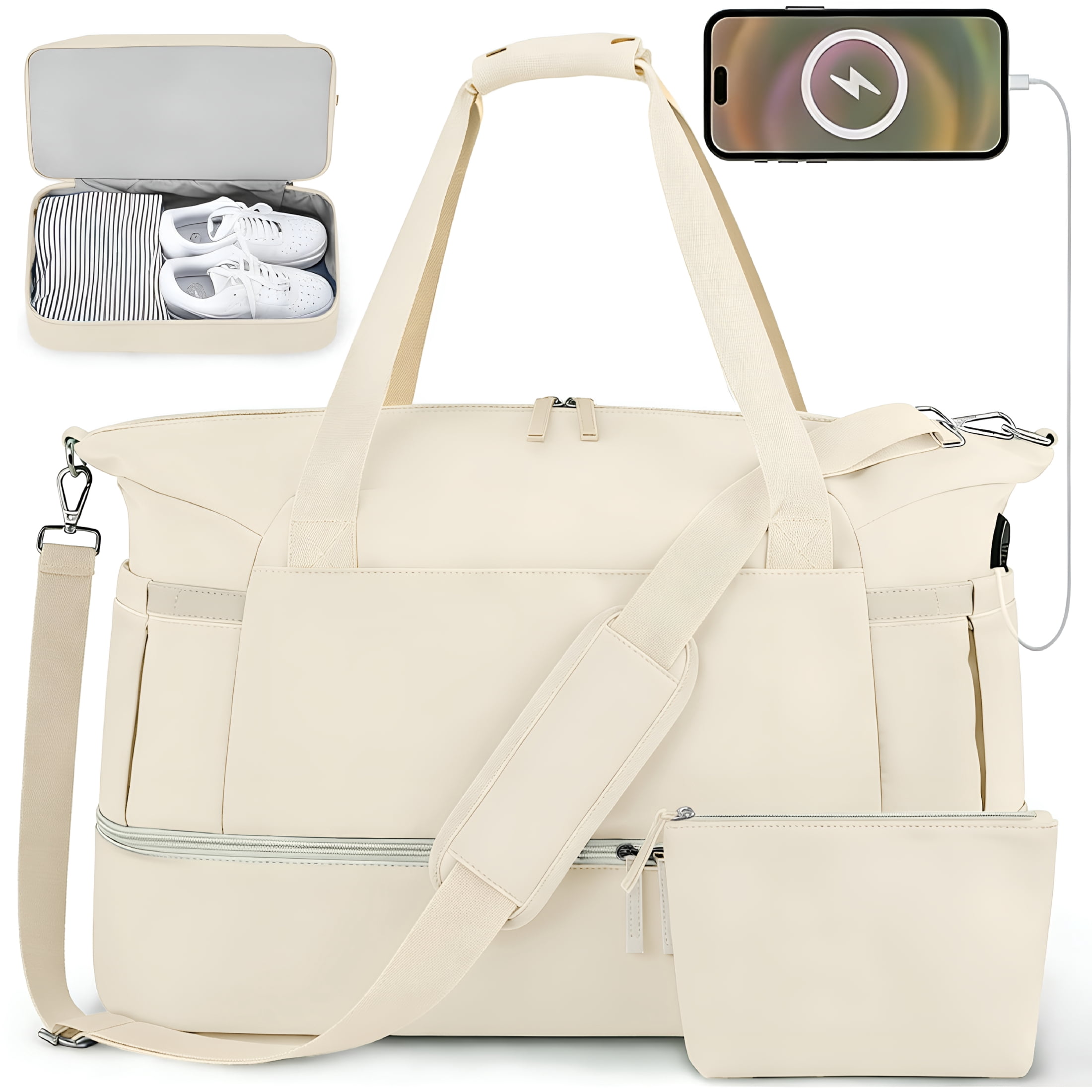 AOMRCOL Travel Duffel Bag for Women Gym Bag with USB Charging Port ...