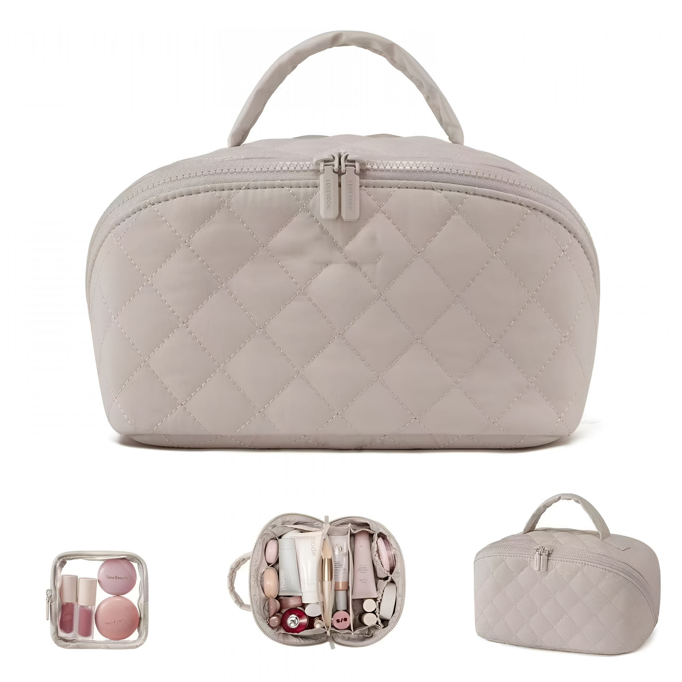 AOMRCOL Travel Makeup Bag for Woman, Set Makeup Bags with Compartments ...