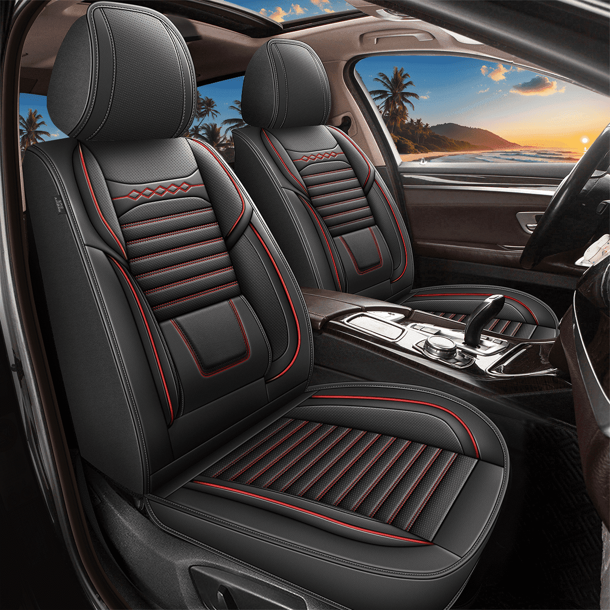 AOMSAZTO 2 Front Car Seat Covers for Nissan Rogue 2010-2024 2025 Faux ...