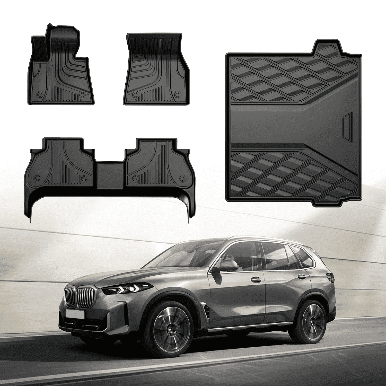 DIKSOAKR Car Floor Mats & Cargo Liner TPE Rear Trunk Mat Set for BMW X5 ...