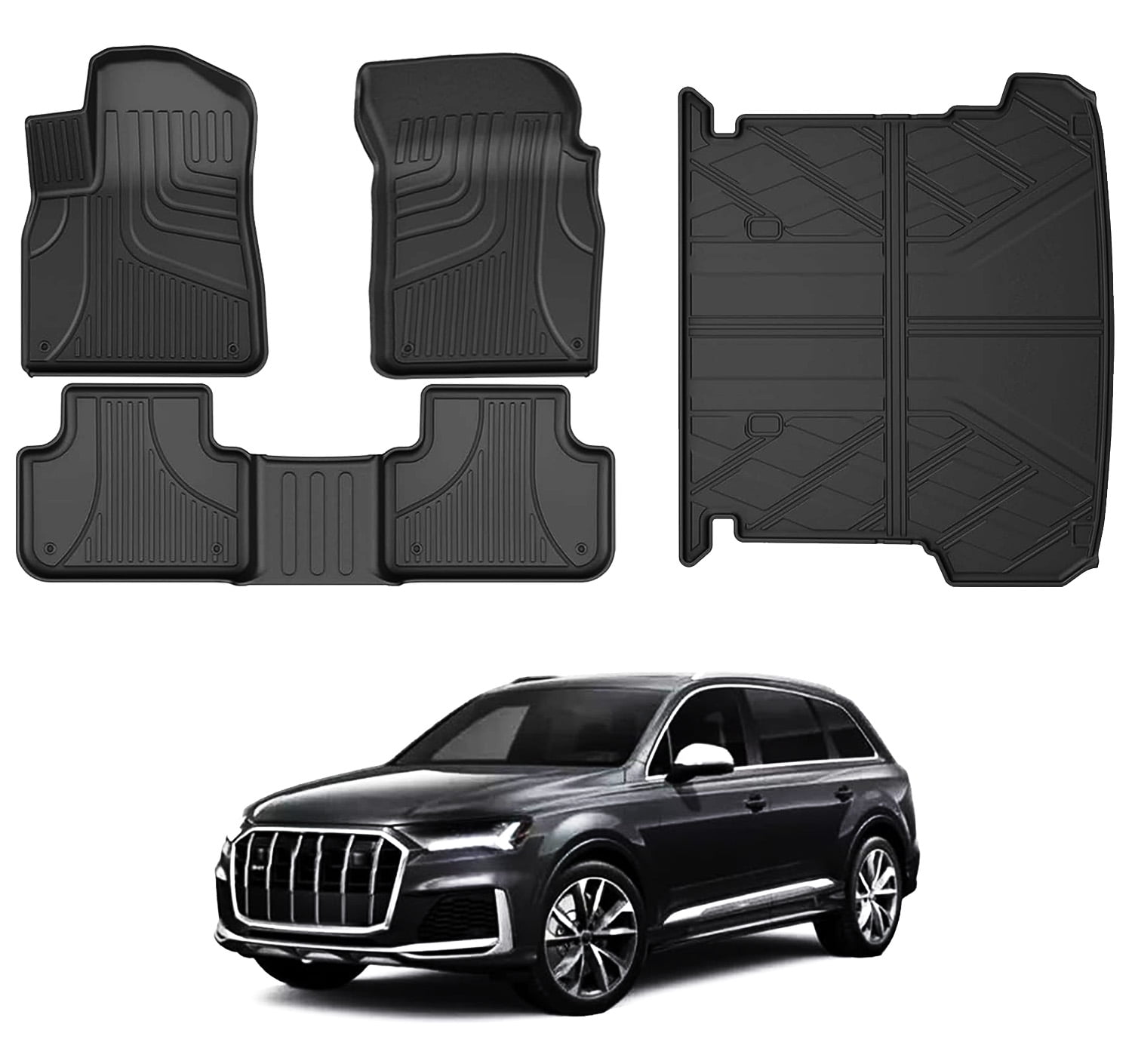 AOMSAZTO Car Floor Mats & Cargo Liner TPE Rear Trunk Mat Set for Audi ...