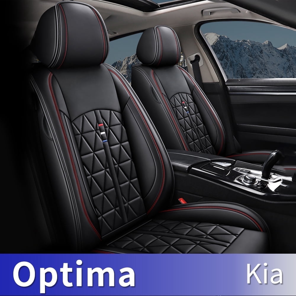 DIKSOAKR Car Seat Cover Fit For Kia Optima 2002-2020 Black 5-Seat Faux ...