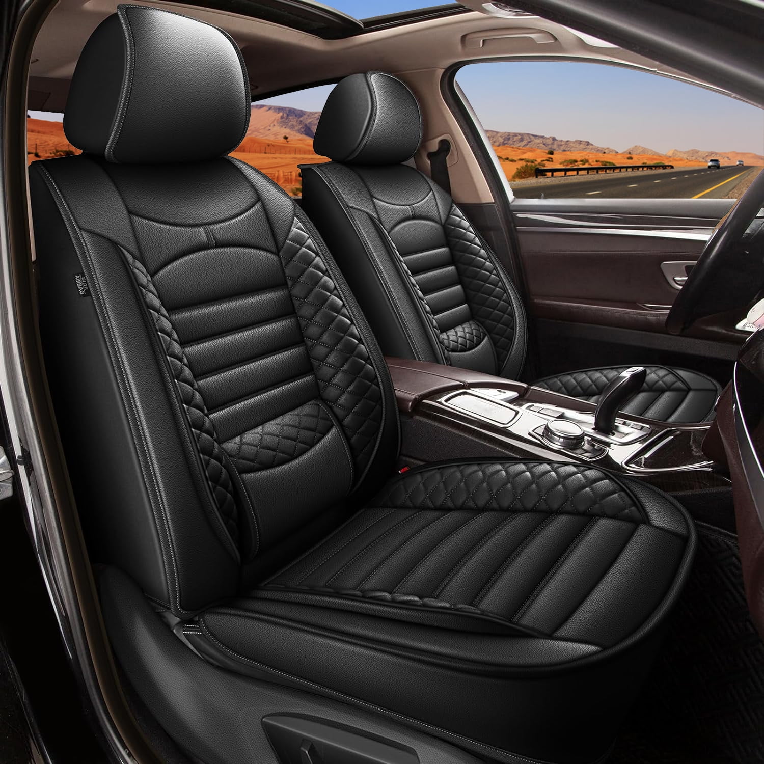 AOMSAZTO Fit for Jeep Gladiator 2020-2024 Car Seat Cover 5-seat Faux Leather Full Set Compatible ...