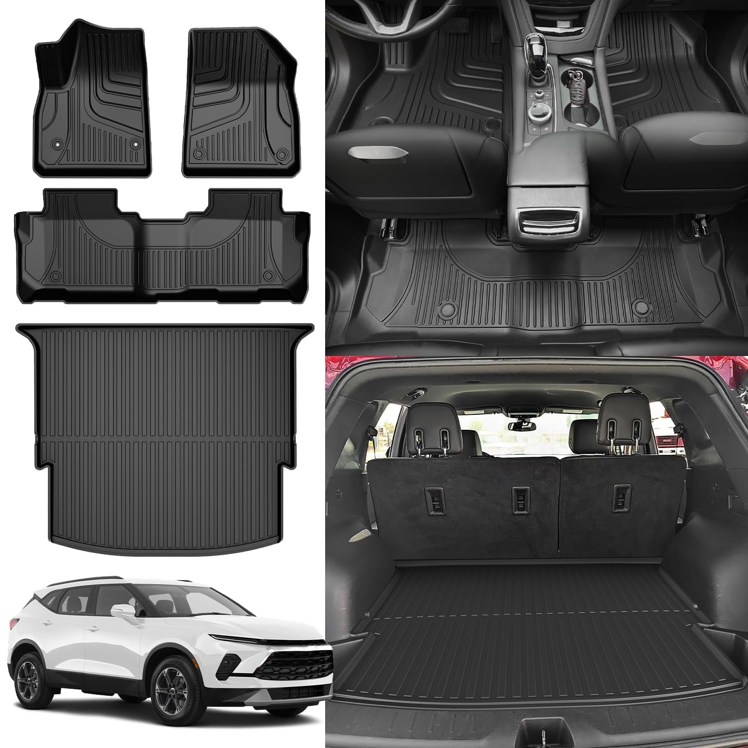 AOMSAZTO Floor Mats & Cargo Liner for 2019-2025 Chevy Blazer (Gas Only ...