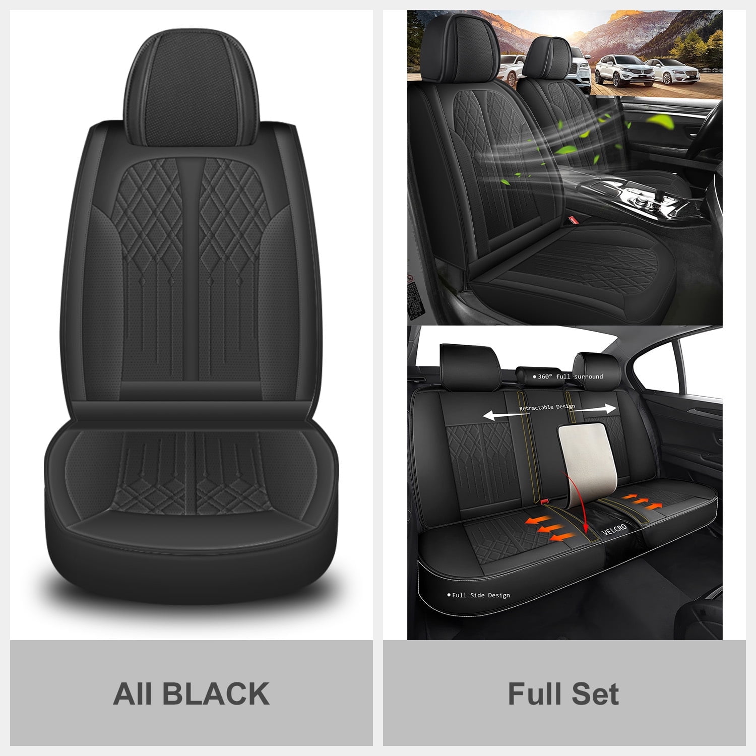AOMSAZTO Seat Covers Fit For Jeep Compass 2012-2024 5 Seats Car PU ...
