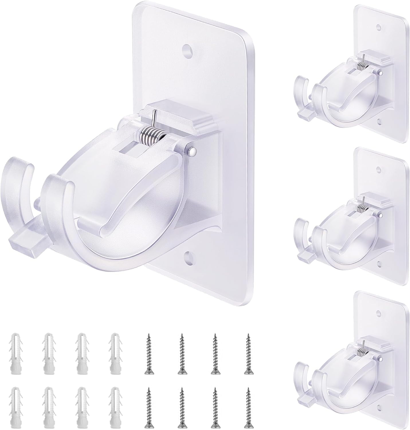 AOMWXENN Transparent Self-Adhesive Curtain Rod Brackets, 4 Count ...