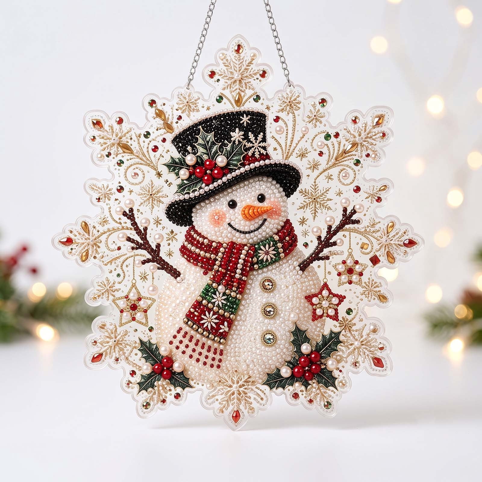 AOMXGD Christmas Pearl Suncatcher Kit,Acrylic Snowflake Board,Metal ...