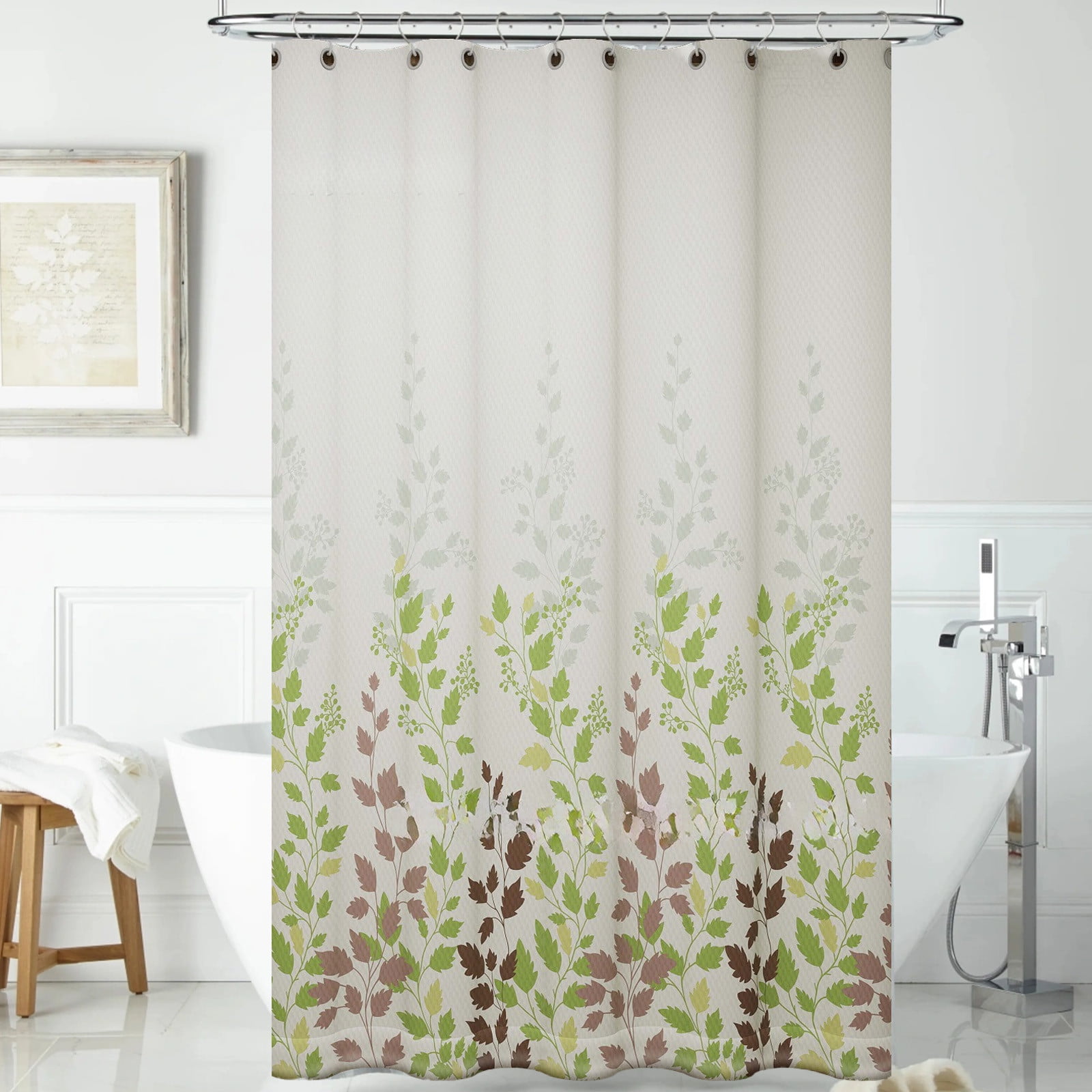 AOMXGD Cute Printed Polyester Shower Curtain, Water-repellent And Leaf ...
