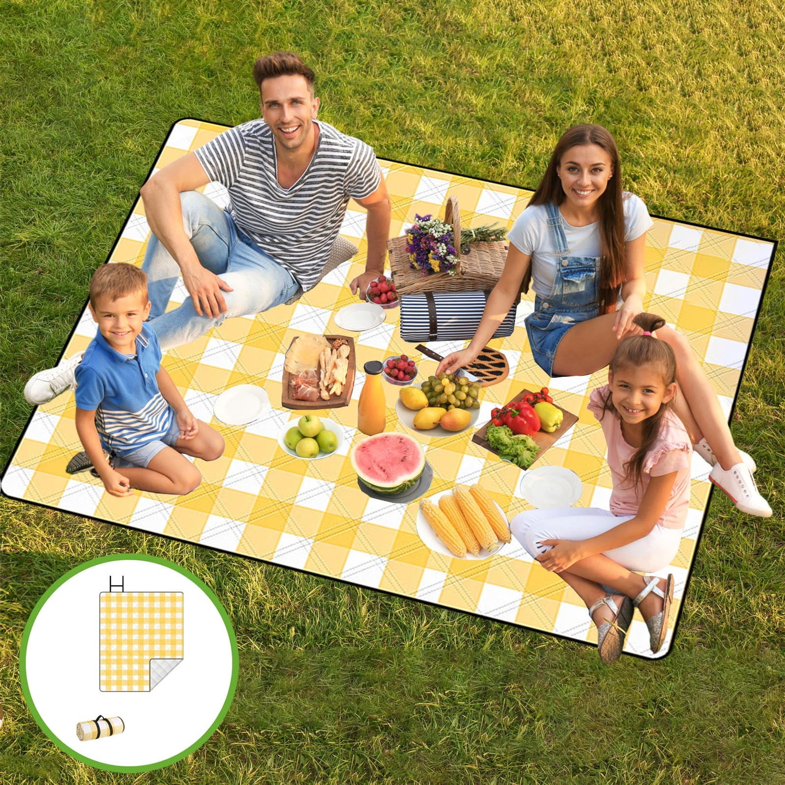 AOMXGD Fleece Picnic Mat, Thickened Waterproof Outdoor Camping Mat ...