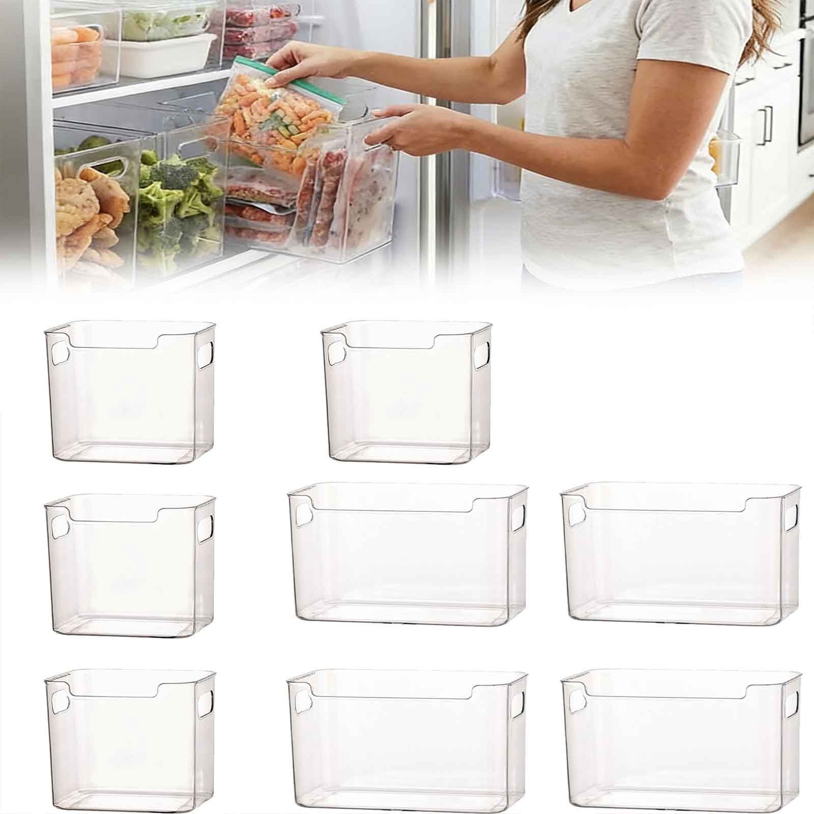 AOMXGD Freezer Storage Bins 4 Pack Clear Plastic Bins For Refrigerator ...