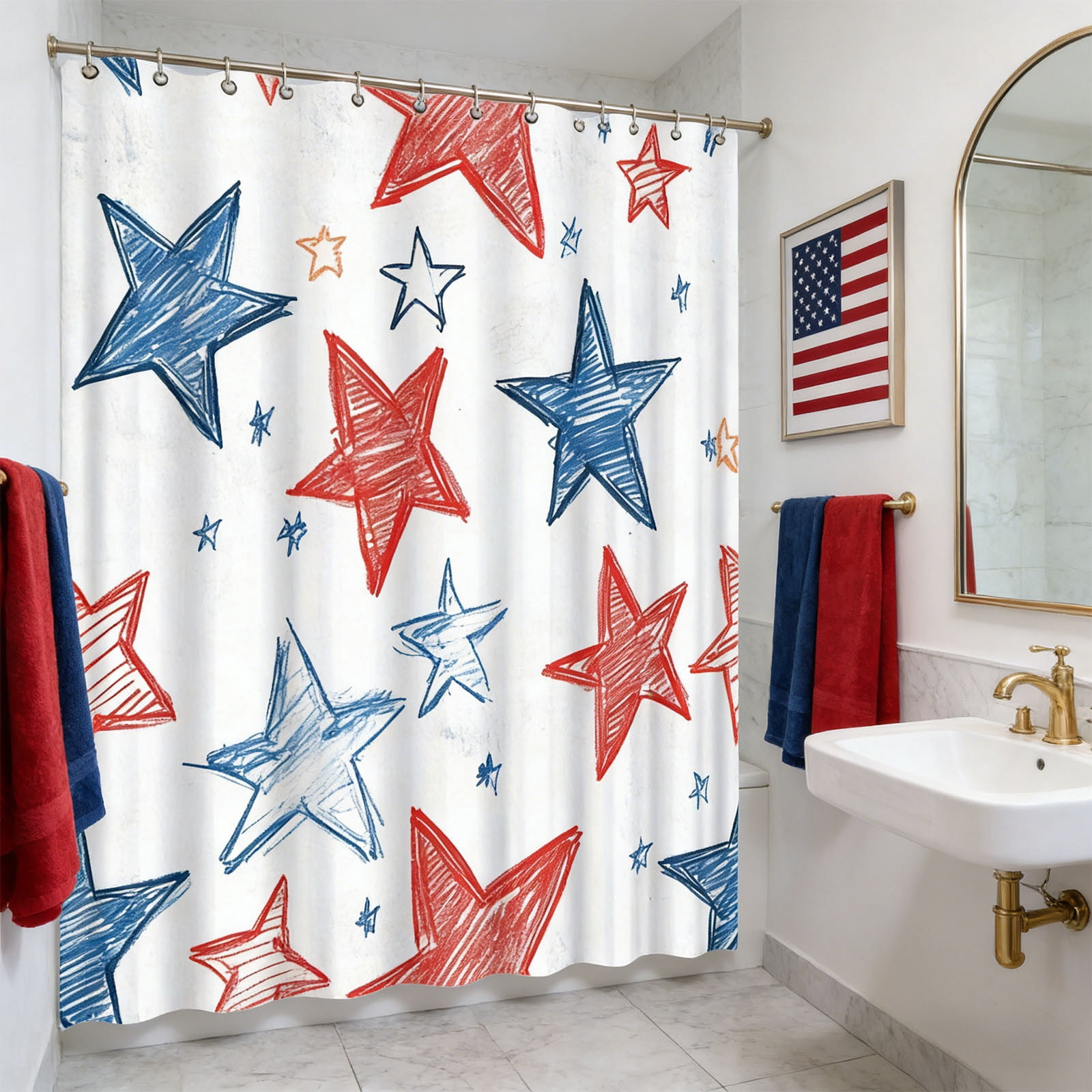 AOMXGD Independence Day Shower Curtain, Bathroom Decoration Partition ...