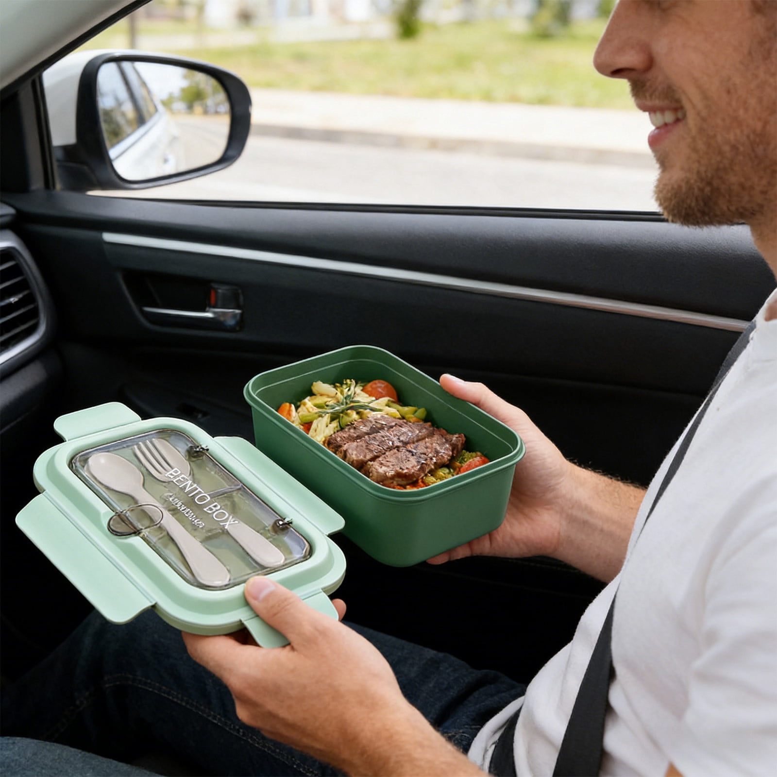 AOMXGD Lightweight Double Layer Bento Lunch Box with Utensils ...