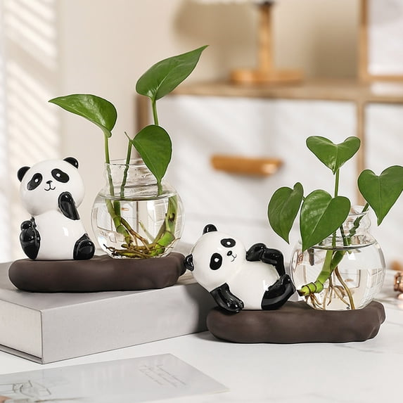 AOMXGD Pandas Hydroponic Vase Glassware Hydroponic Fresh Flowers Flower ...